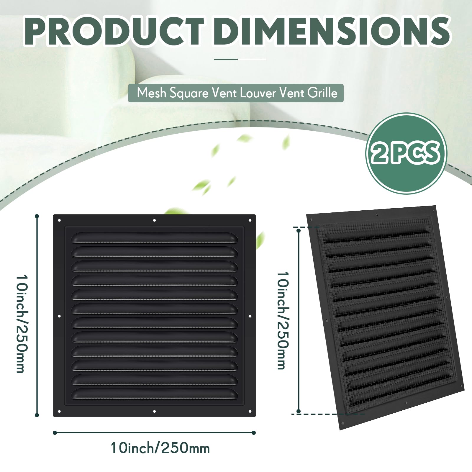 Snapklik.com : Yaocom 2 Pcs Aluminum Attic Vents 10" X 10" Metal Gable ...