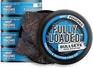 Fully Loaded Chew Tobacco and Nicotine Free Mint Bullseye Pouches Bold ...