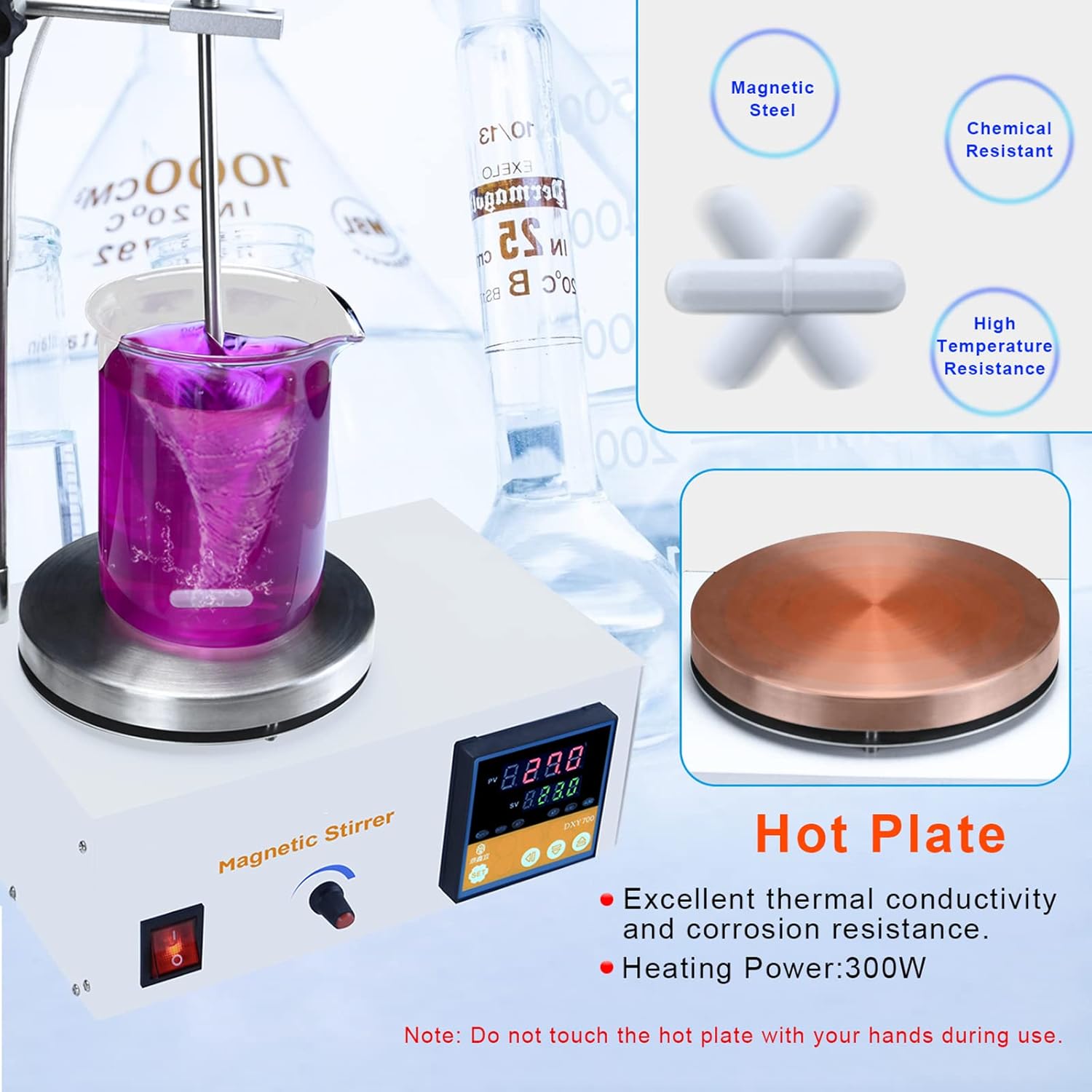 Agitador magnético de 5 x 5 pulgadas, agitador magnético digital de 3 L ...