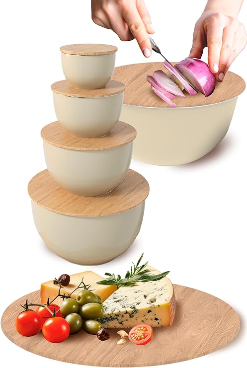 Amazon.com: Large Salad Bowl with Lid 5-Pack - Stainless Steel Mixing ...