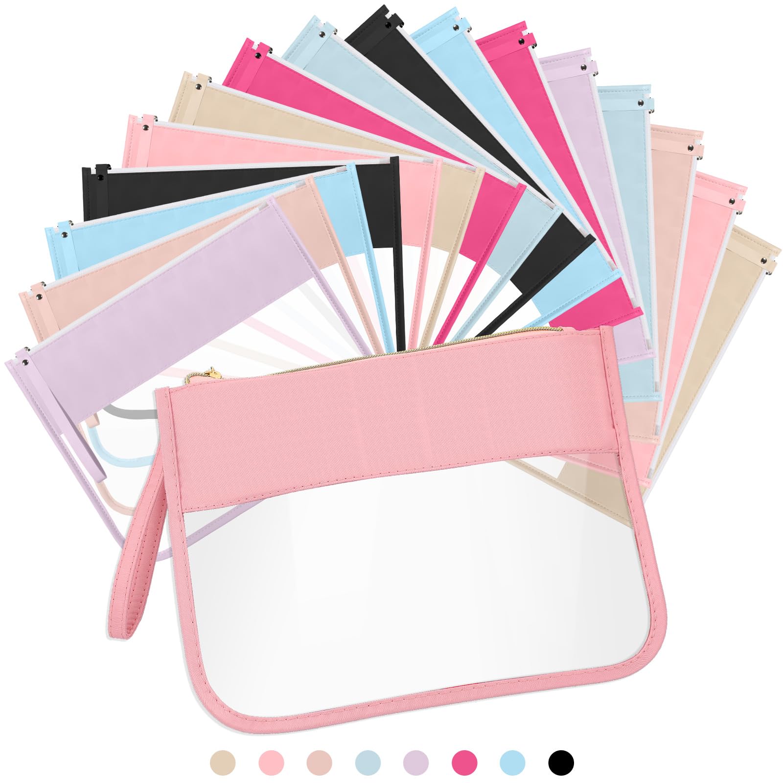Amazon.com : Irenare 16 Pcs Clear Makeup Bag Toiletry Clear Flat Zipper ...