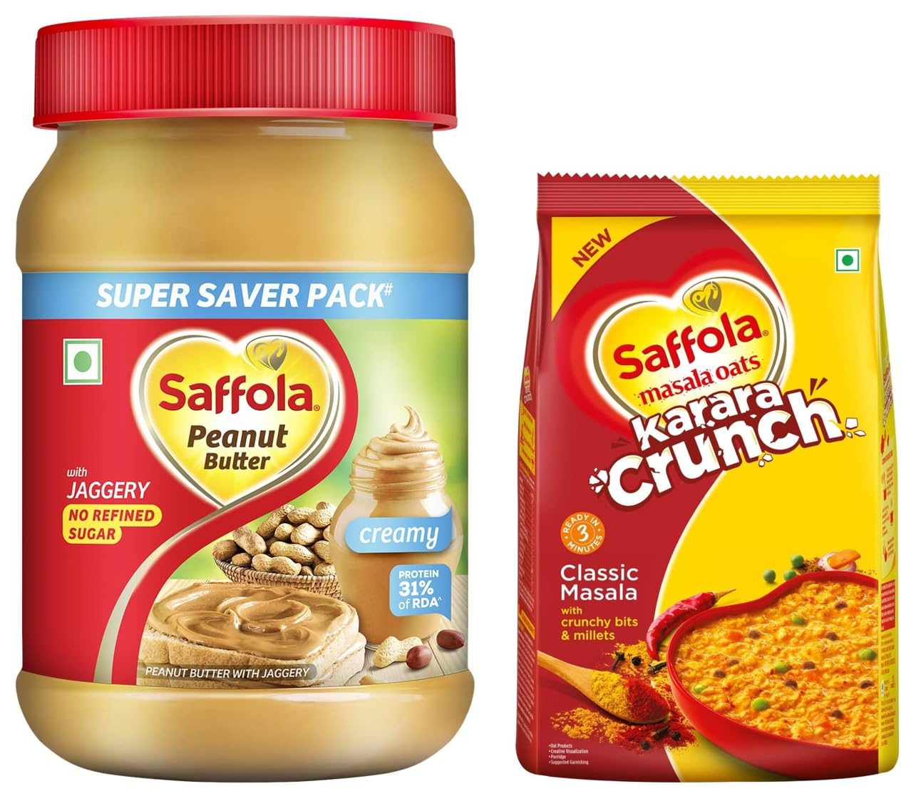 Saffola Masala Oats Karara Crunch, Classic Masala with Crunchy Bits and ...