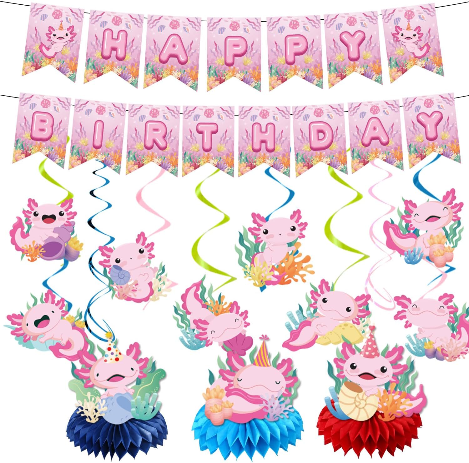 Refavor Axolotl Birthday Party Decorations - 15PCS Axolotl Theme ...