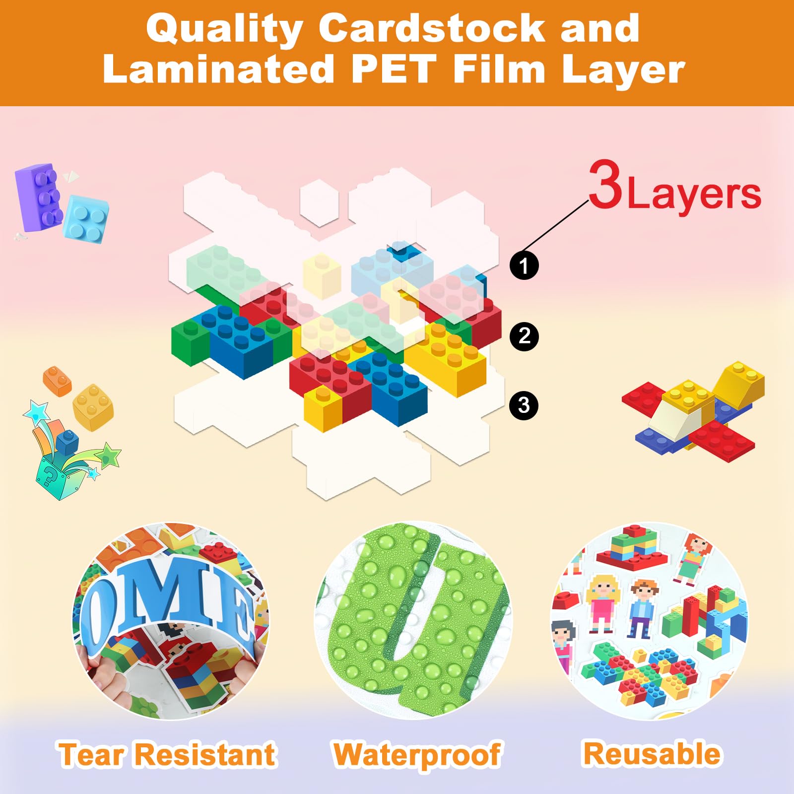 Snapklik.com : Gisgfim Building Blocks Bulletin Board Decorations ...