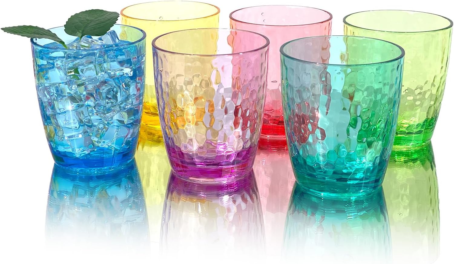 4 PCS Colored Plastic Drinking Glasses, Reusable Acrylic Drinking Cups ...