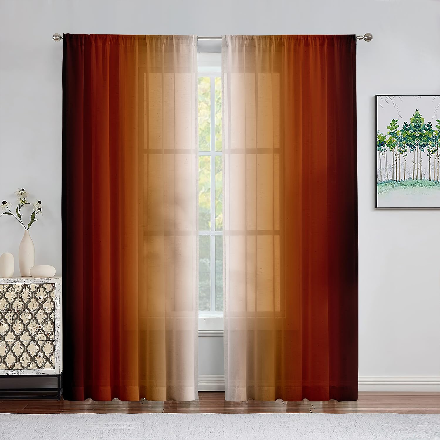 Amazon.com: Burnt Orange Curtains 84 Inch Length for Living Room 2 ...