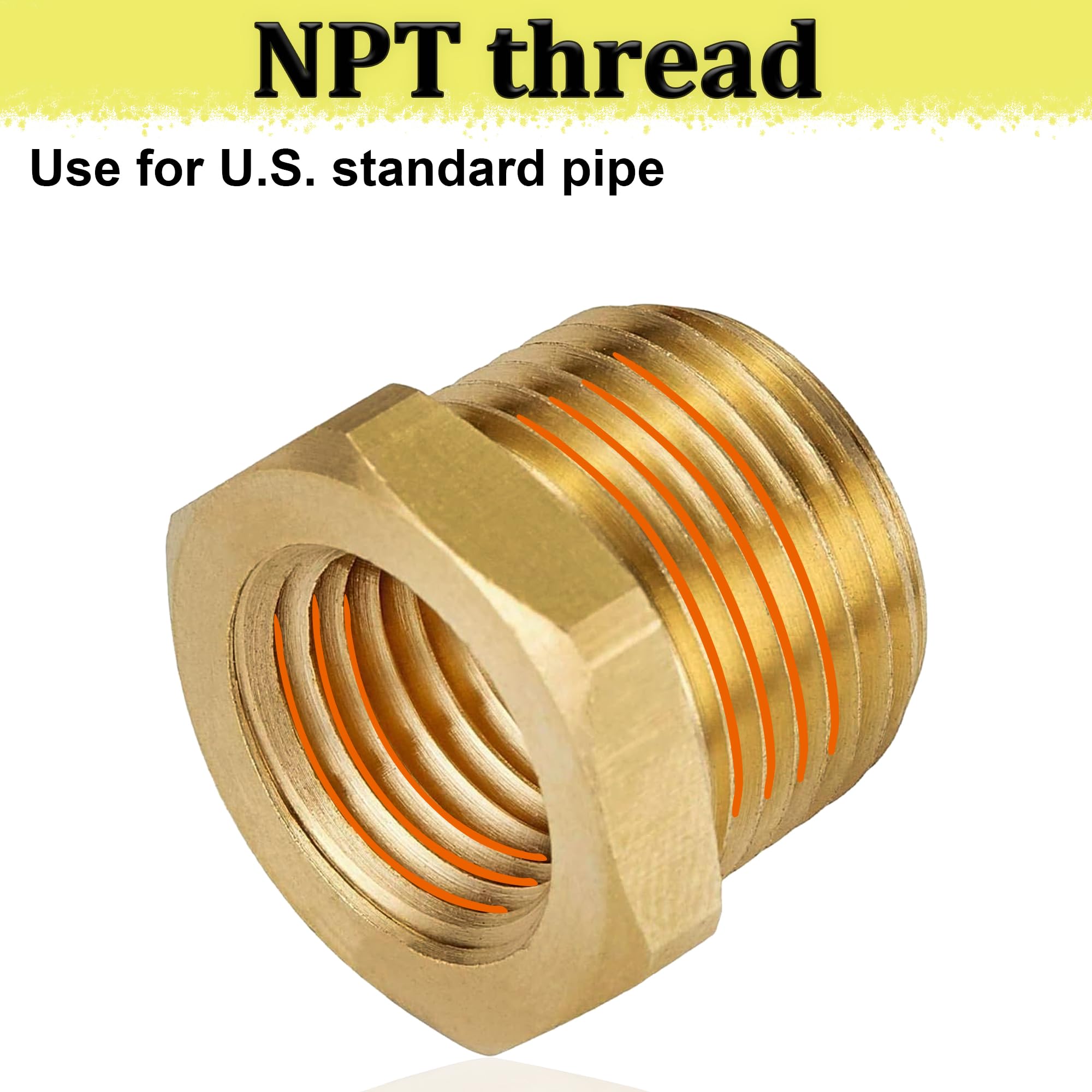 Snapklik.com : ZOUNI 2pcs Brass Reducer Hex Bushing, 1/2" NPT Male To 1 ...