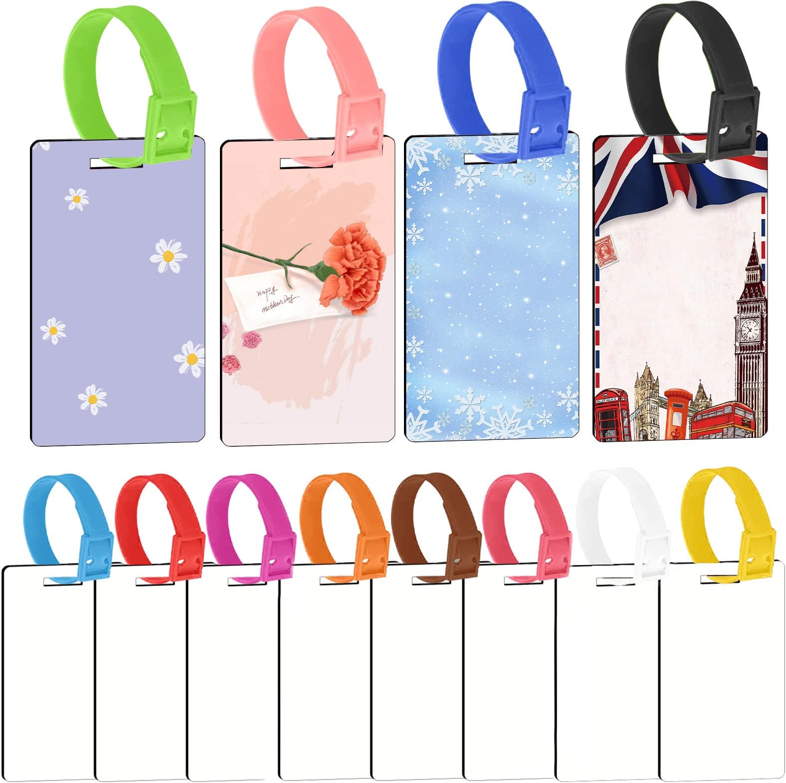 Amazon.com: Sublimation Blank Luggage Tags, Travel Bag Baggage Tags ...