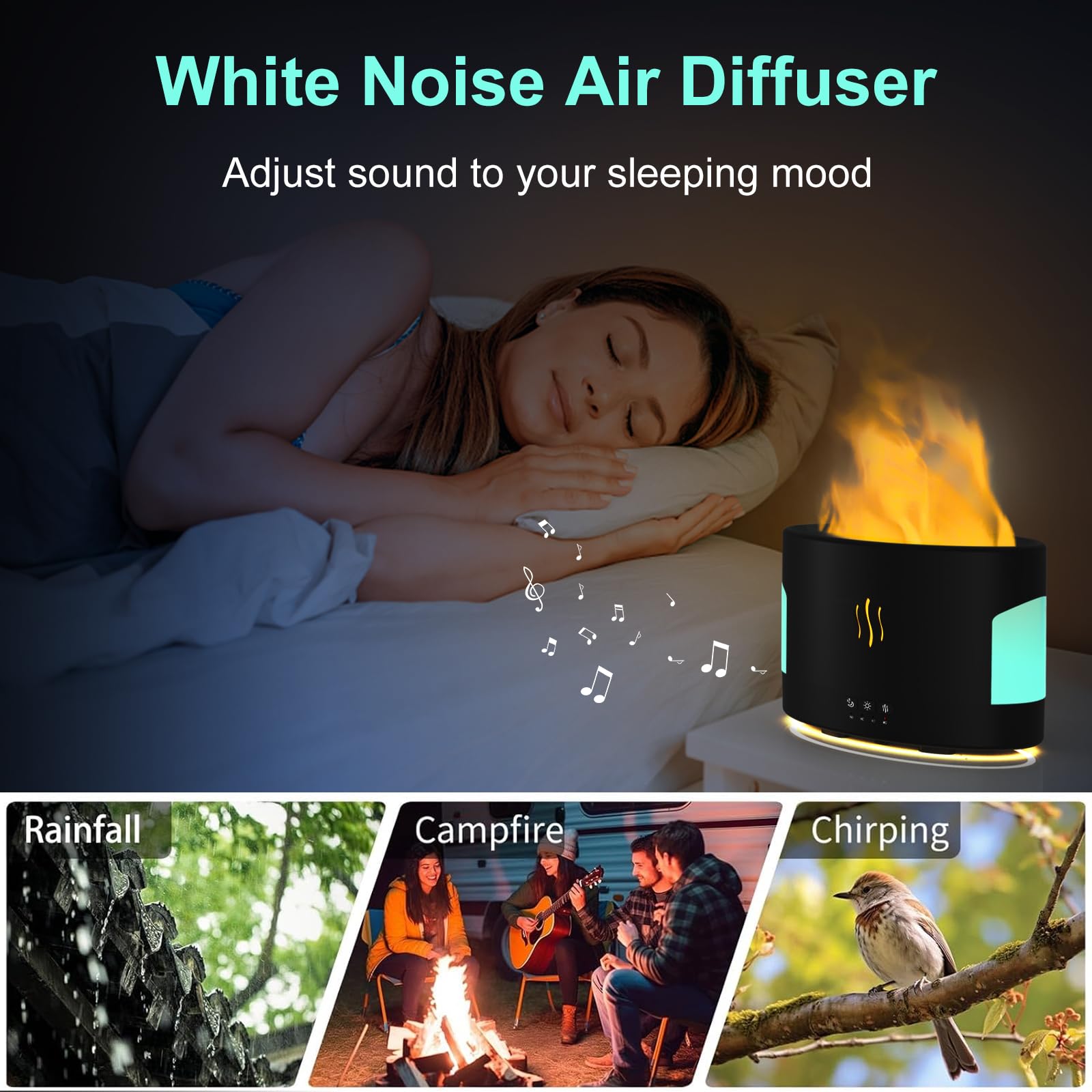 POSVIU Oil Diffusers for Home Large Room,450ml Air Diffuser Humidifier with Bluetooth Speaker ...