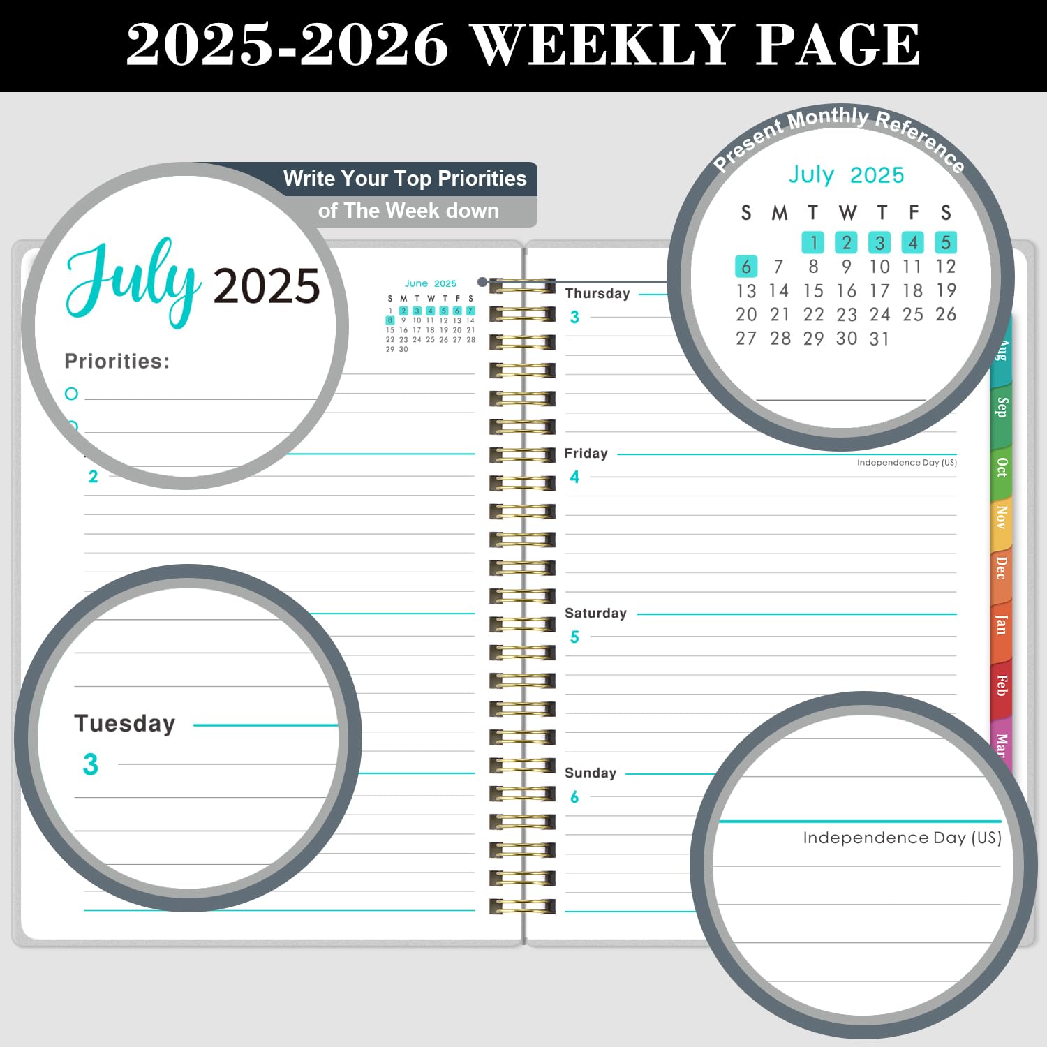 Snapklik.com : 2025-2026 Planner - JUL 2025 -JUN 2026, 2025-2026 Planner Daily Weekly And ...
