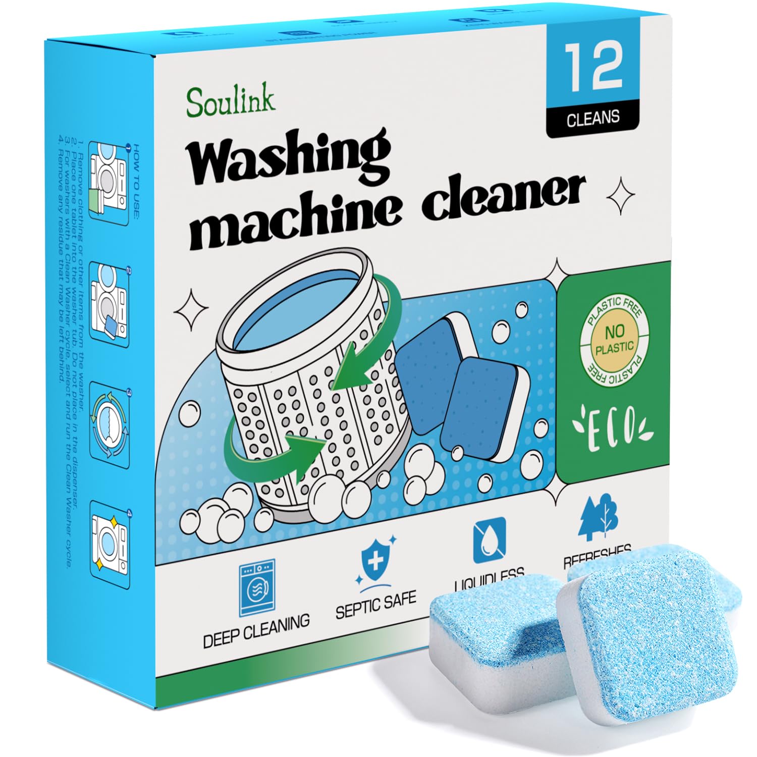 Amazon.com: Soulink Washing Machine Cleaner with Odor Blasters, 12 ...