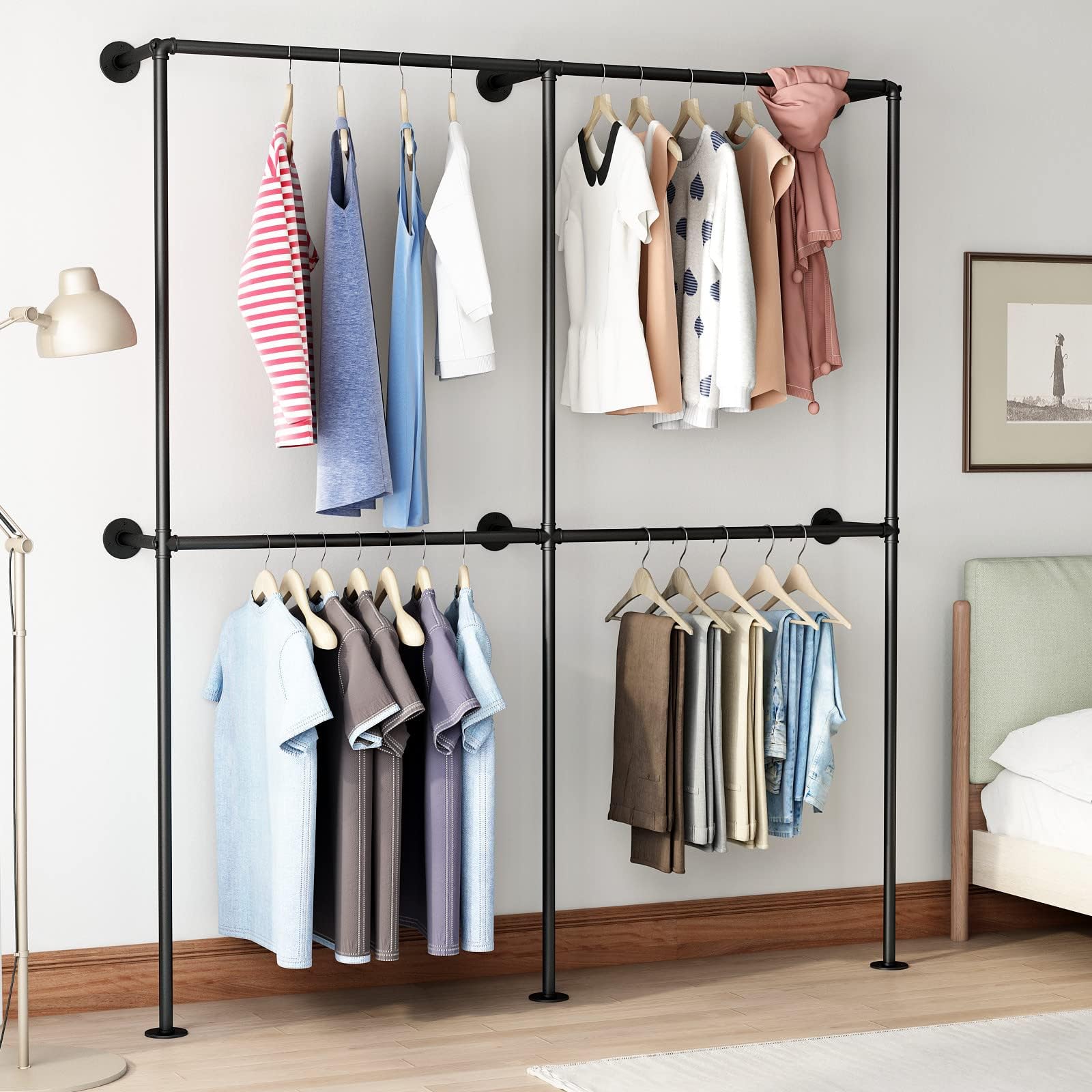 Amazon.com: pamo Industrial pipe clothing rack metal black - Wall ...