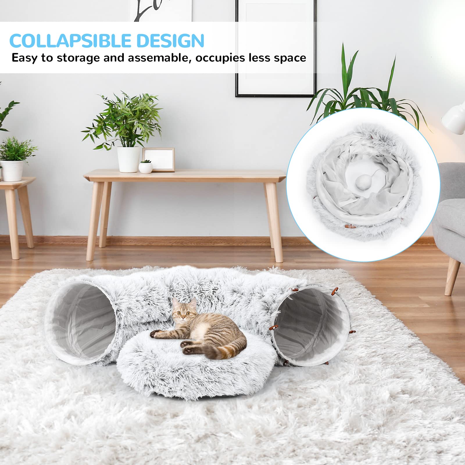 Cenadinz Collapsible Cat Tunnel Bed, Hide Tunnel For Indoor Cats With ...