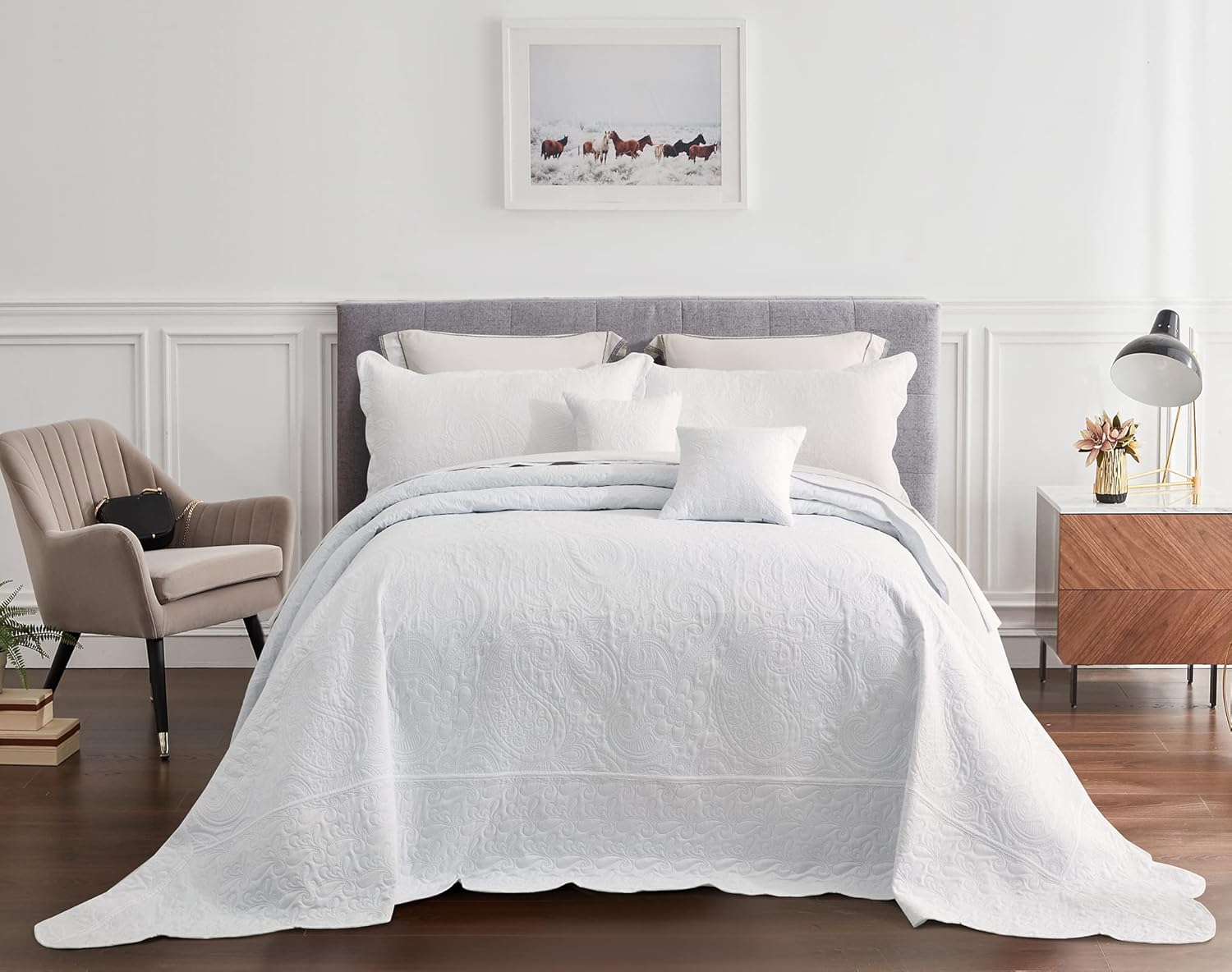 Amazon.com: Blythease Oversized King Bedspread 138x122 Extra Wide ...