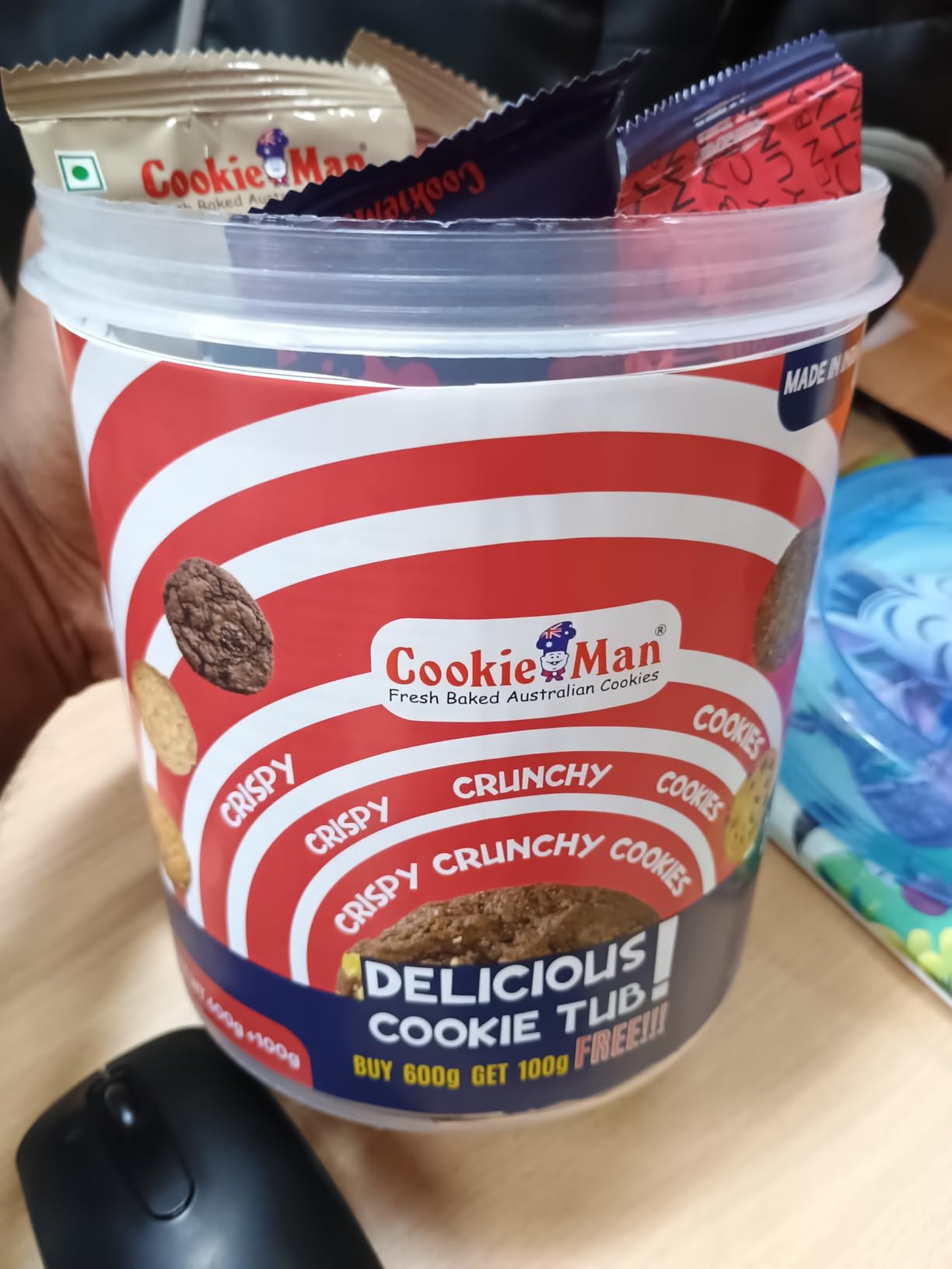 CookieMan Assorted Cookies Tub – 600 + 100g Extra | Jumbo Family Pack of Premium, Choco Chip ...