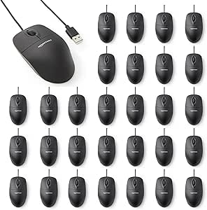 Amazon.com: Amazon Basics 3-Button Wired USB Computer Mouse, Black ...