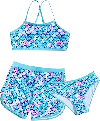 Amazon.com: Funnycokid Girls Swimsuits Size 10-12 3 Piece Bathing Suit ...