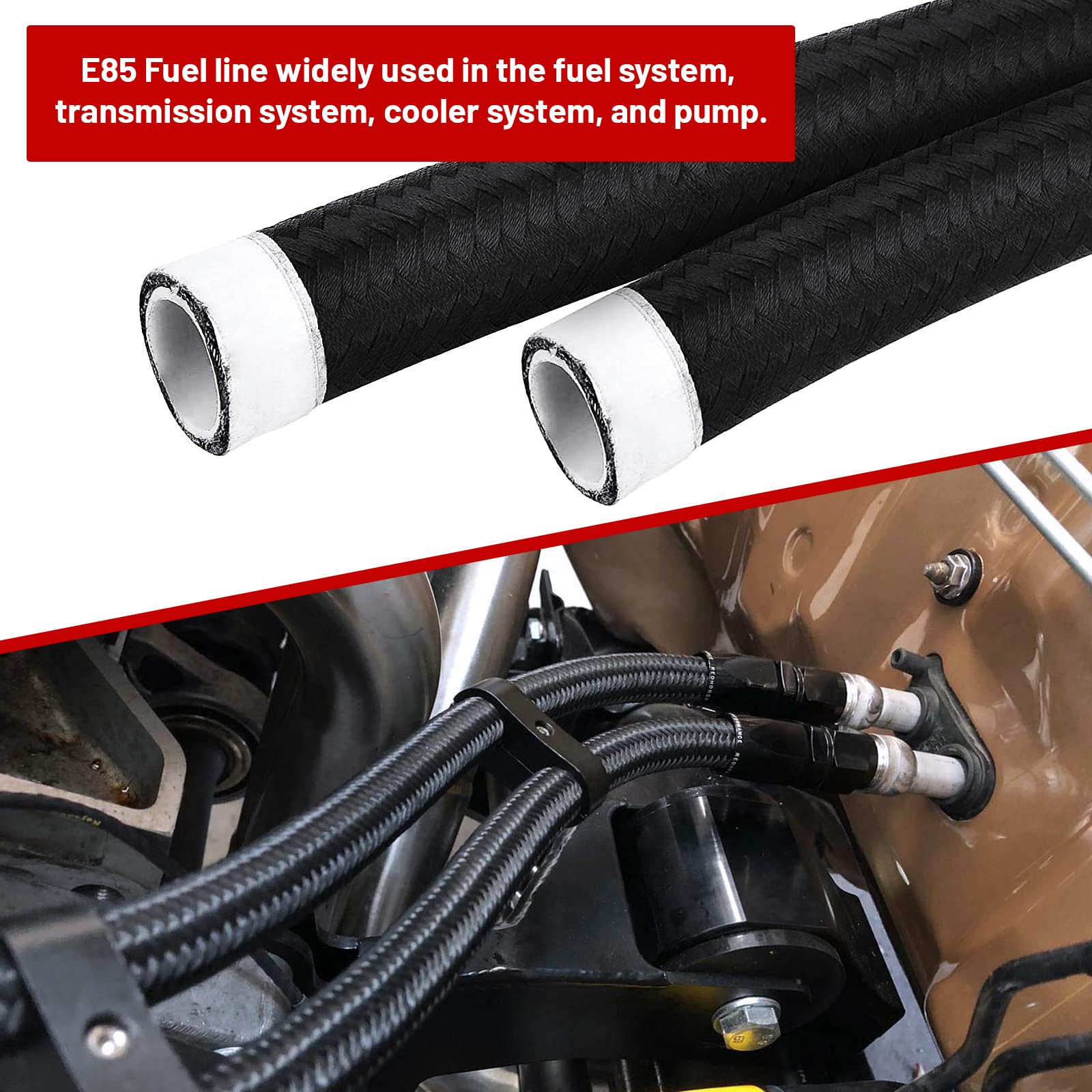 Snapklik.com : Piodelo 8AN 20FT PTFE Fuel Line Hose Kit, E85 Stainless ...