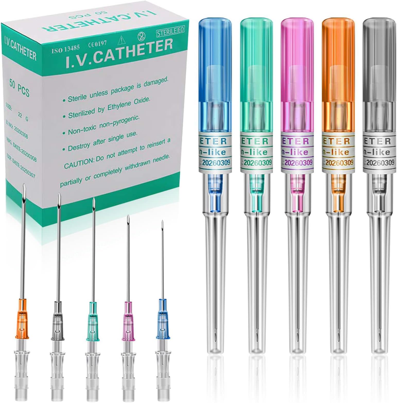 Amazon.com: judero Catheter Piercing Needles 50Pcs Mixed IV Catheter ...