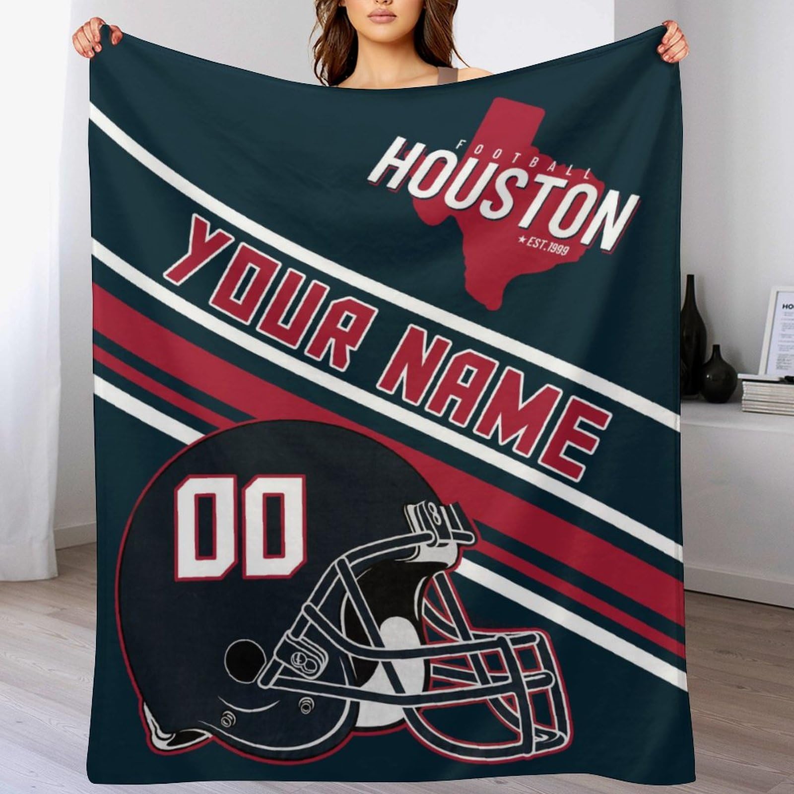 Amazon.com: Personalized Football Throw Blanket -Add Name and Number ...