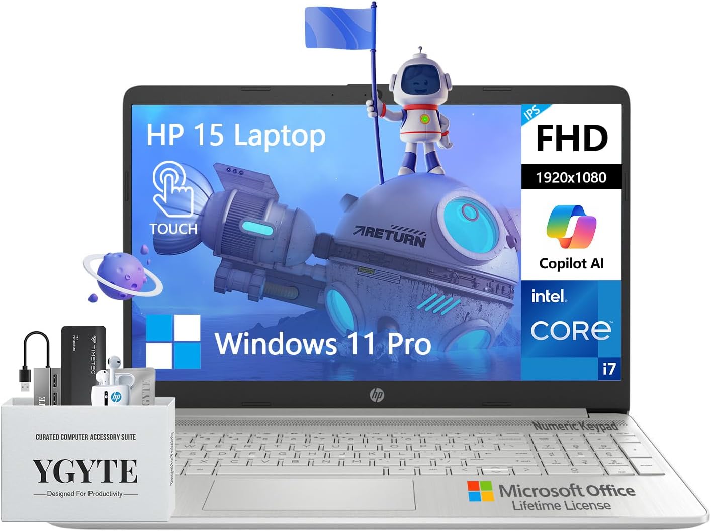 Amazon.com: HP 15 Inch Laptop Touchscreen Computer, FHD 15.6 Laptop ...