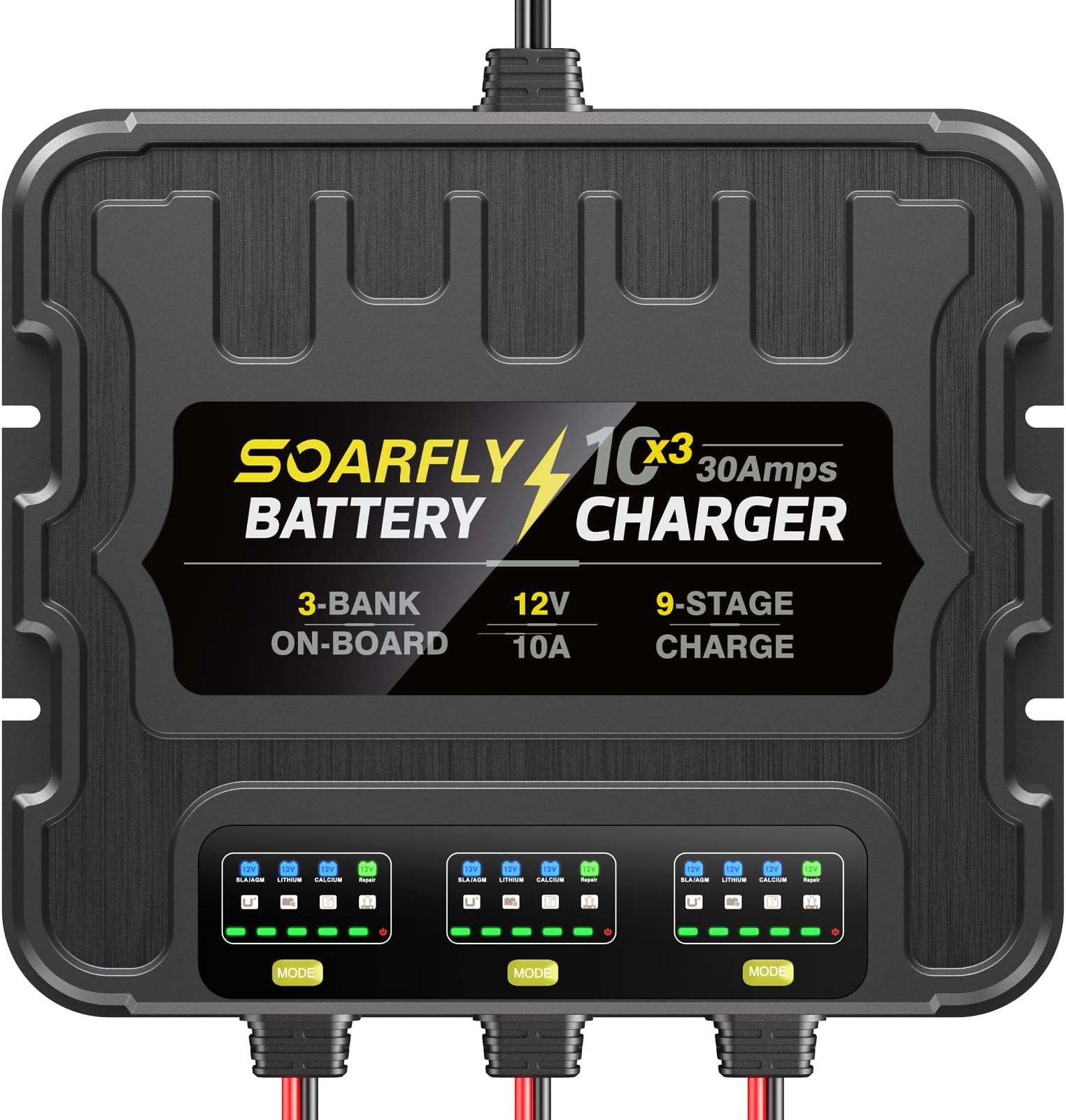 Amazon.com: 3 Bank Marine Battery Charger, 12V 30A (10A/Bank) Smart ...