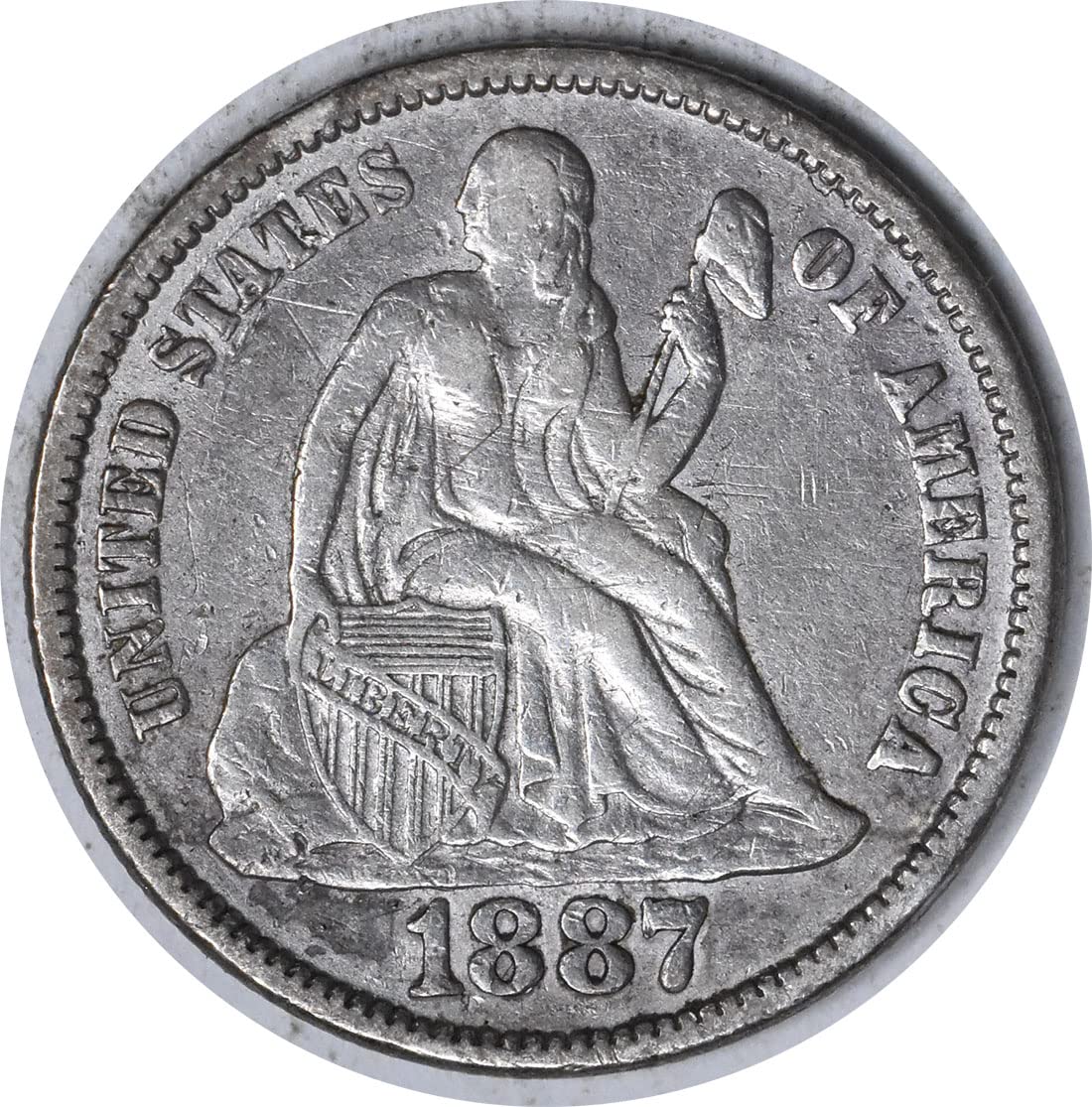 1887 S Liberty Seated Dime Uncertified VF at Amazon's Collectible Coins ...