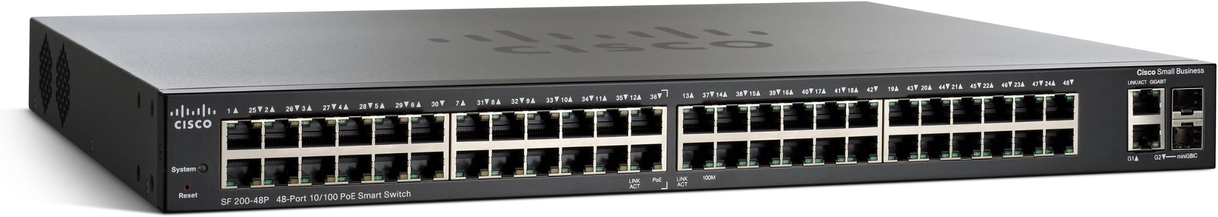 Amazon.com: Cisco SF200-48P Smart Switch: 48 10/100 Ports, PoE, 2 Combo ...
