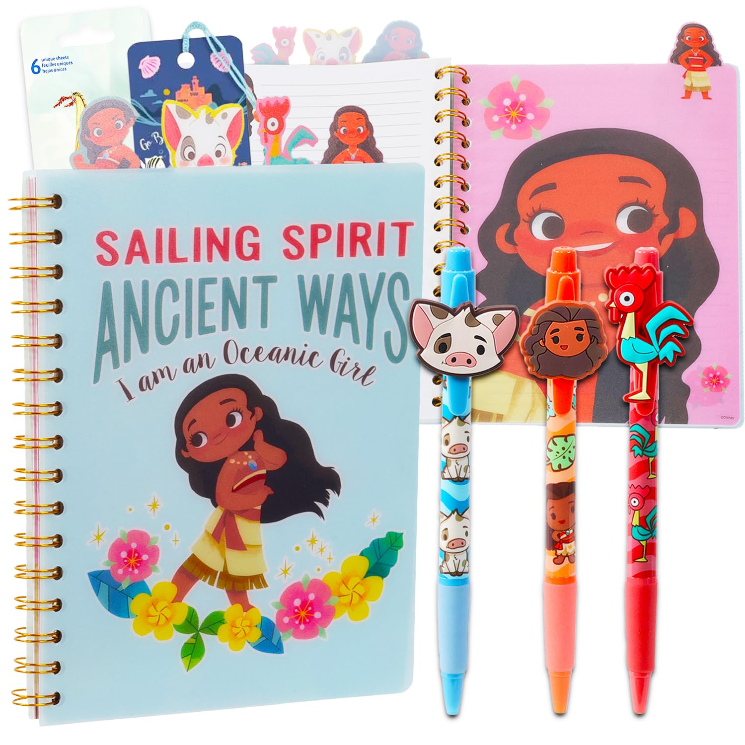 Moana Journal with Pens Set - Bundle with Moana Spiral Notebook with ...