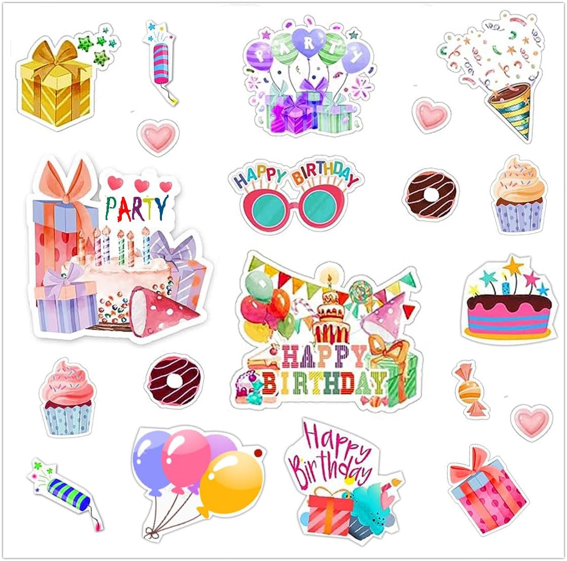 Amazon.com: Birthday Thick Gel Clings Birthday Window Gel Clings Decals ...