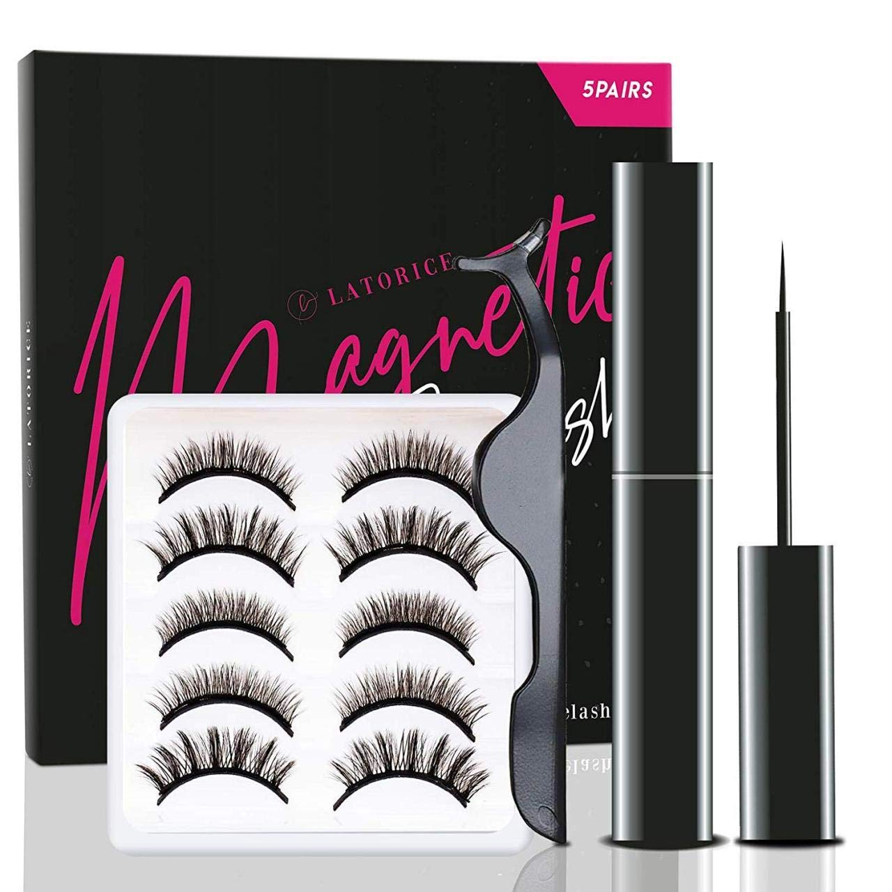 Amazon.com: Magnetic Eyelashes set with Magnetic Eyeliner & Tweezers ...