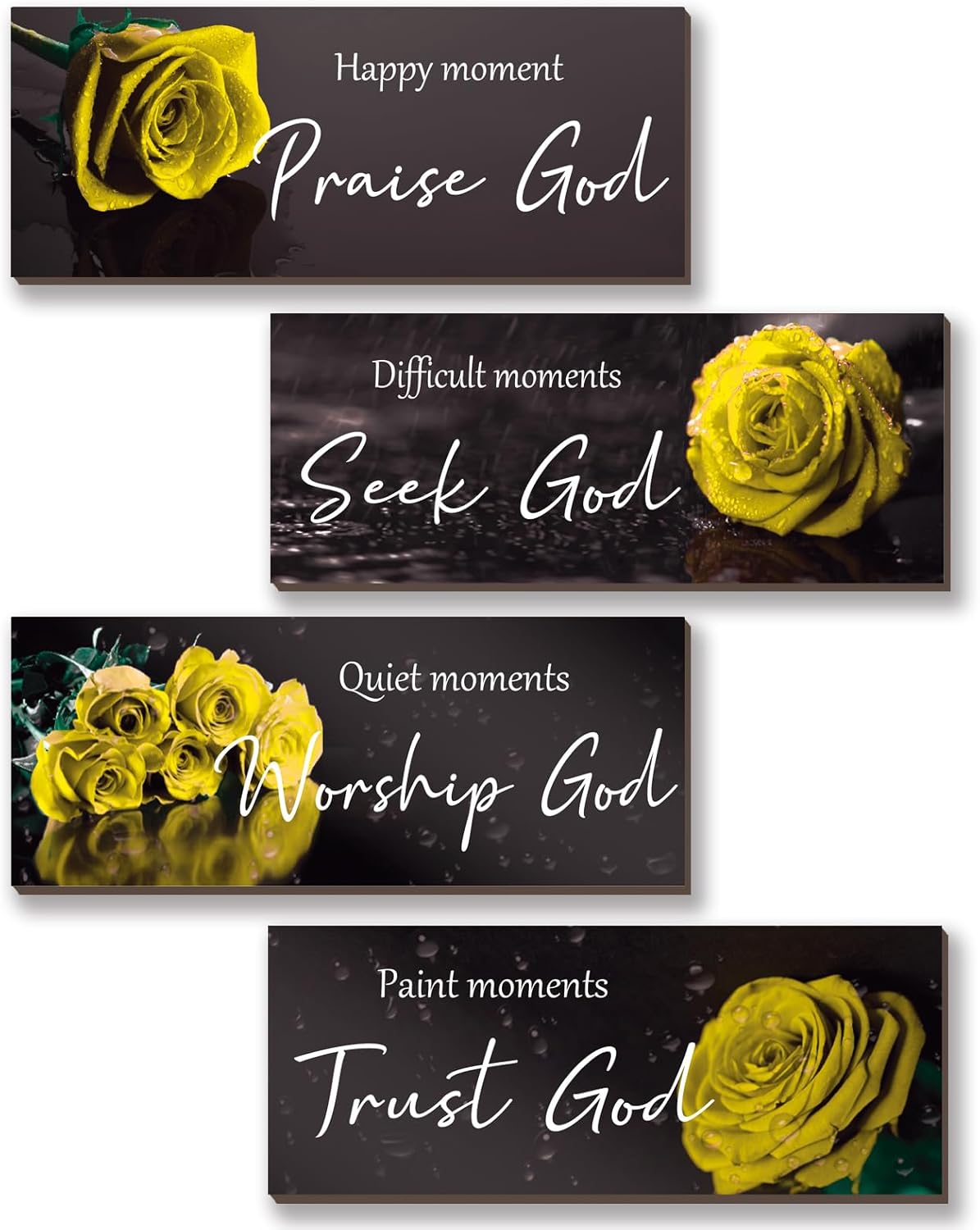 ONIZHITY 4Pcs Yellow Bathroom Decor Yellow Wall Decor Religious Bible ...