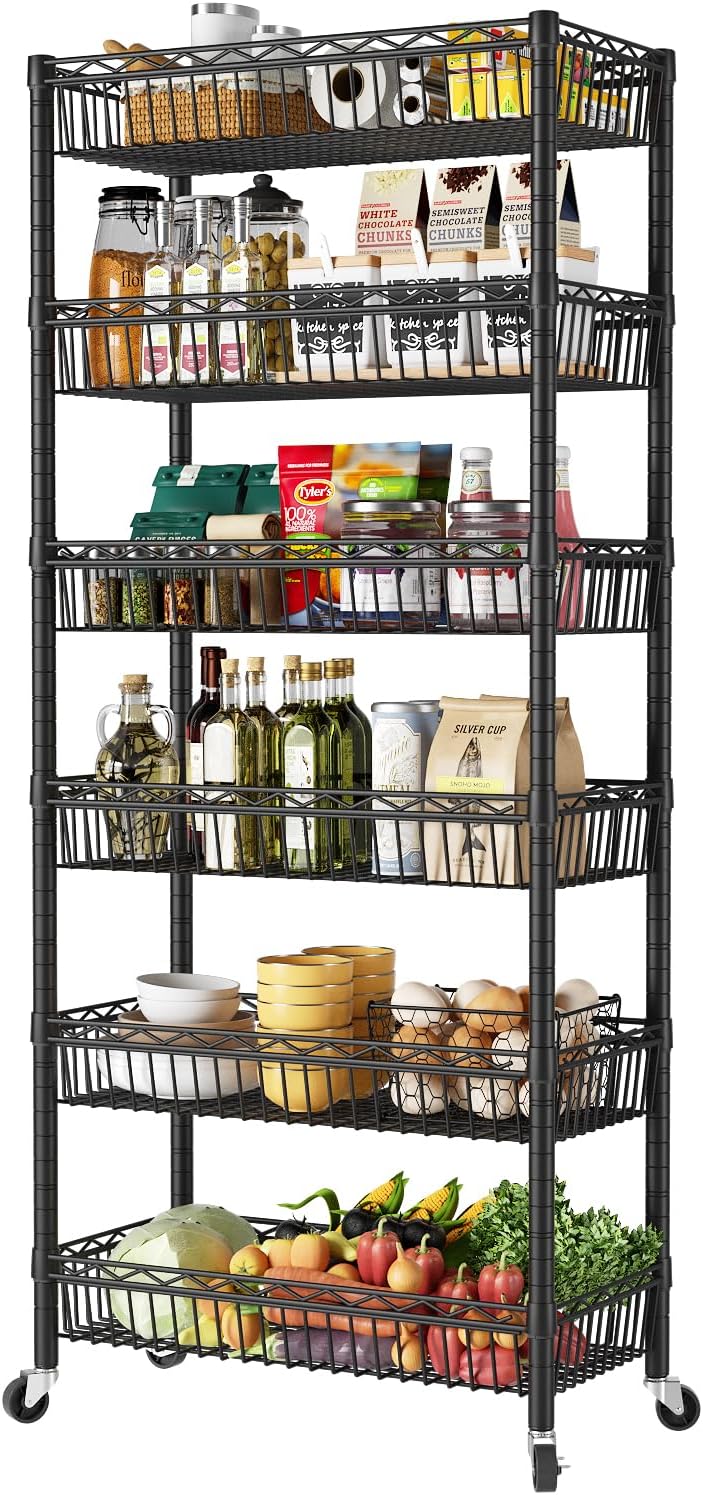 Amazon.com: Diyrap 6 Tier Slim Rolling Storage Cart, Mobile Shelving ...