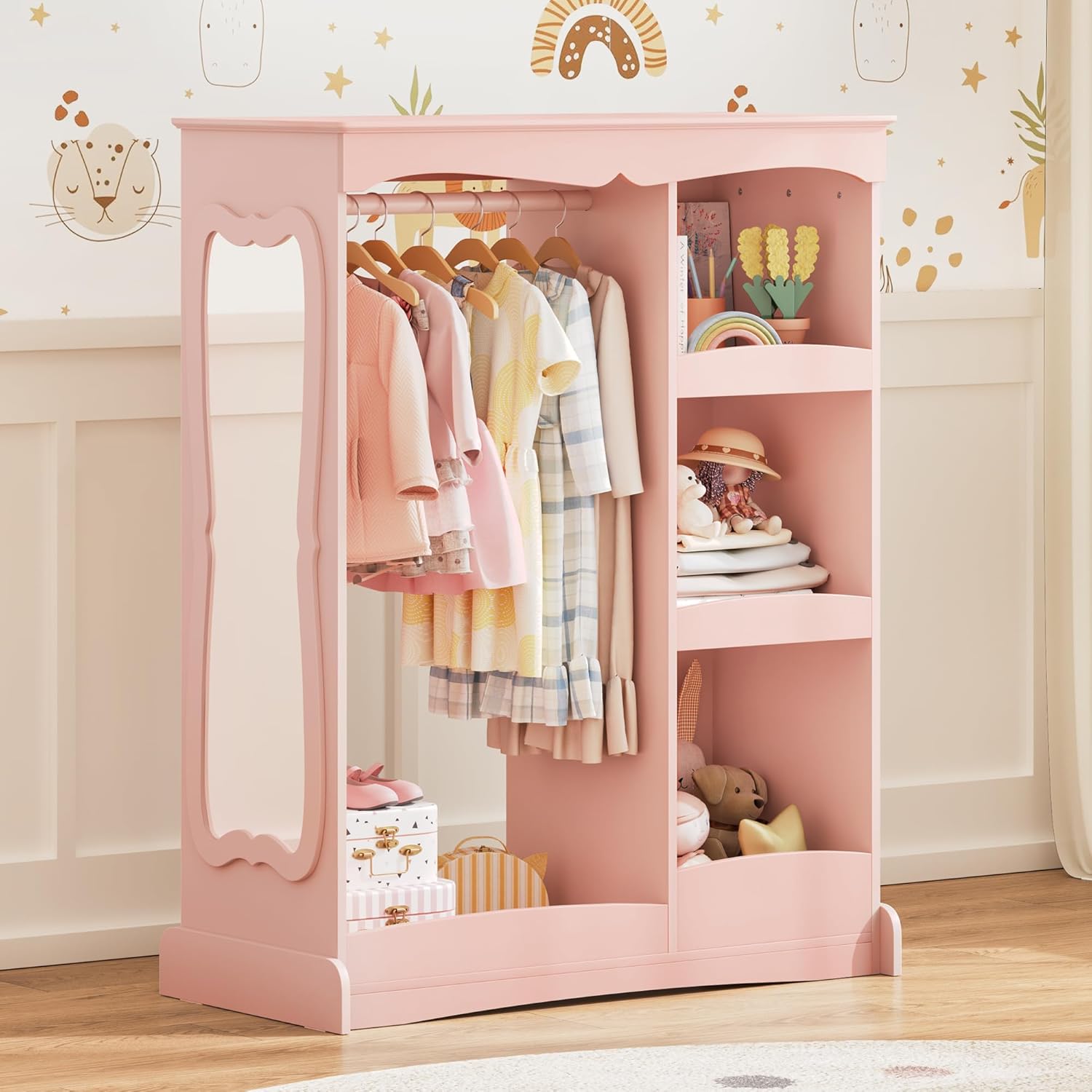 Amazon.com: Curipeer Kids Dress Up Storage with Flower Mirror, Open ...