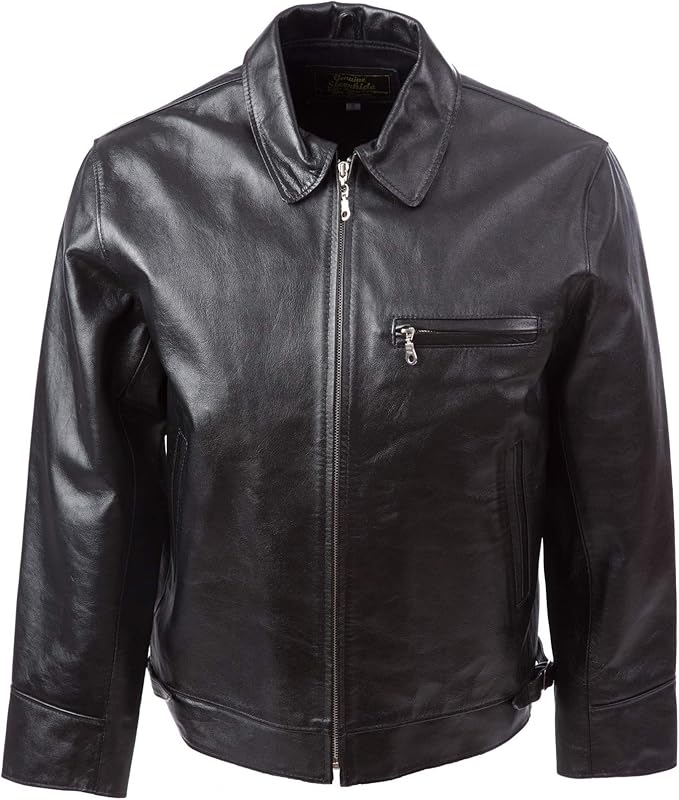 Noble House Men’s 100% Real Leather Jacket Highway Horsehide Black (M ...