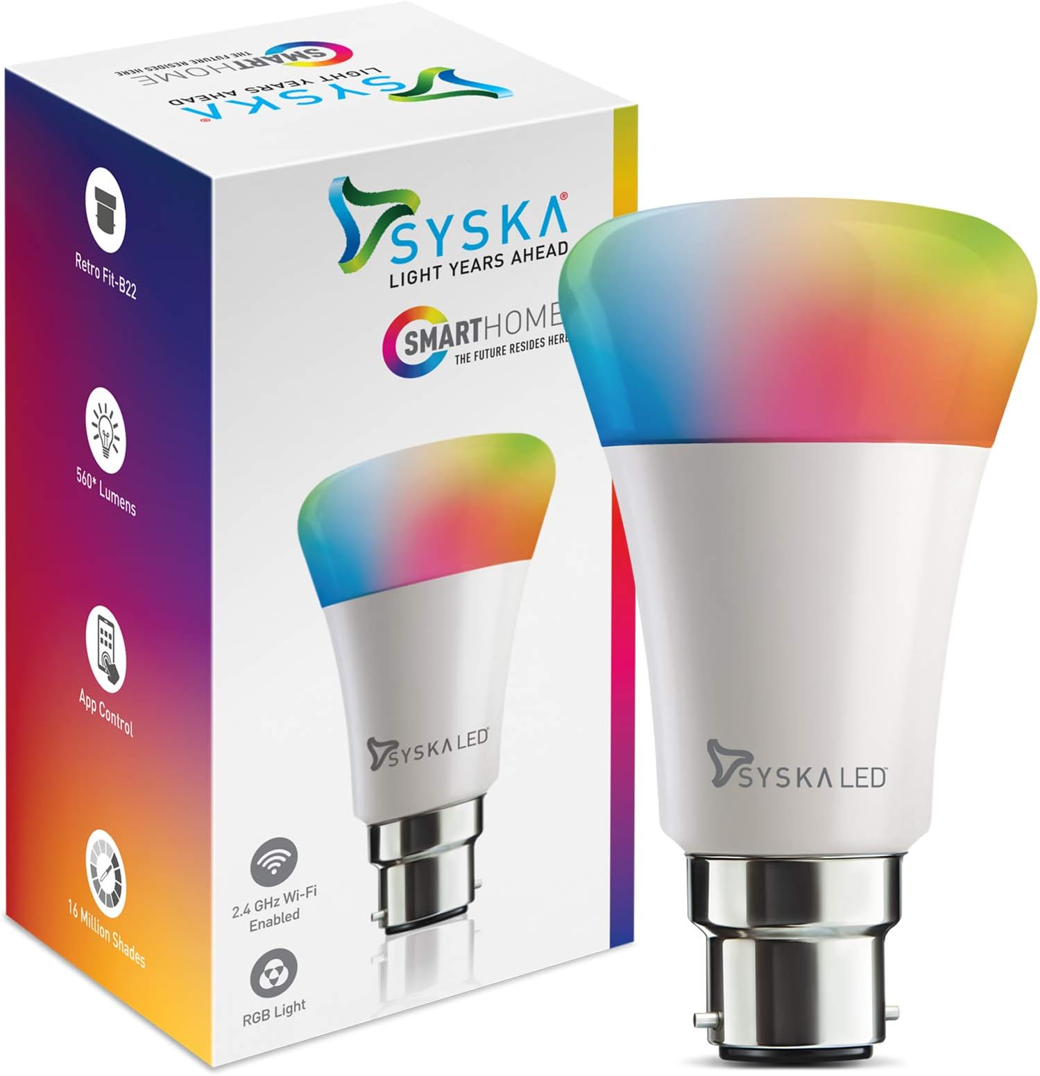 SYSKA 7-Watt Smart Led Bulb Compatible With Amazon Alexa (B22D Pin Type ...
