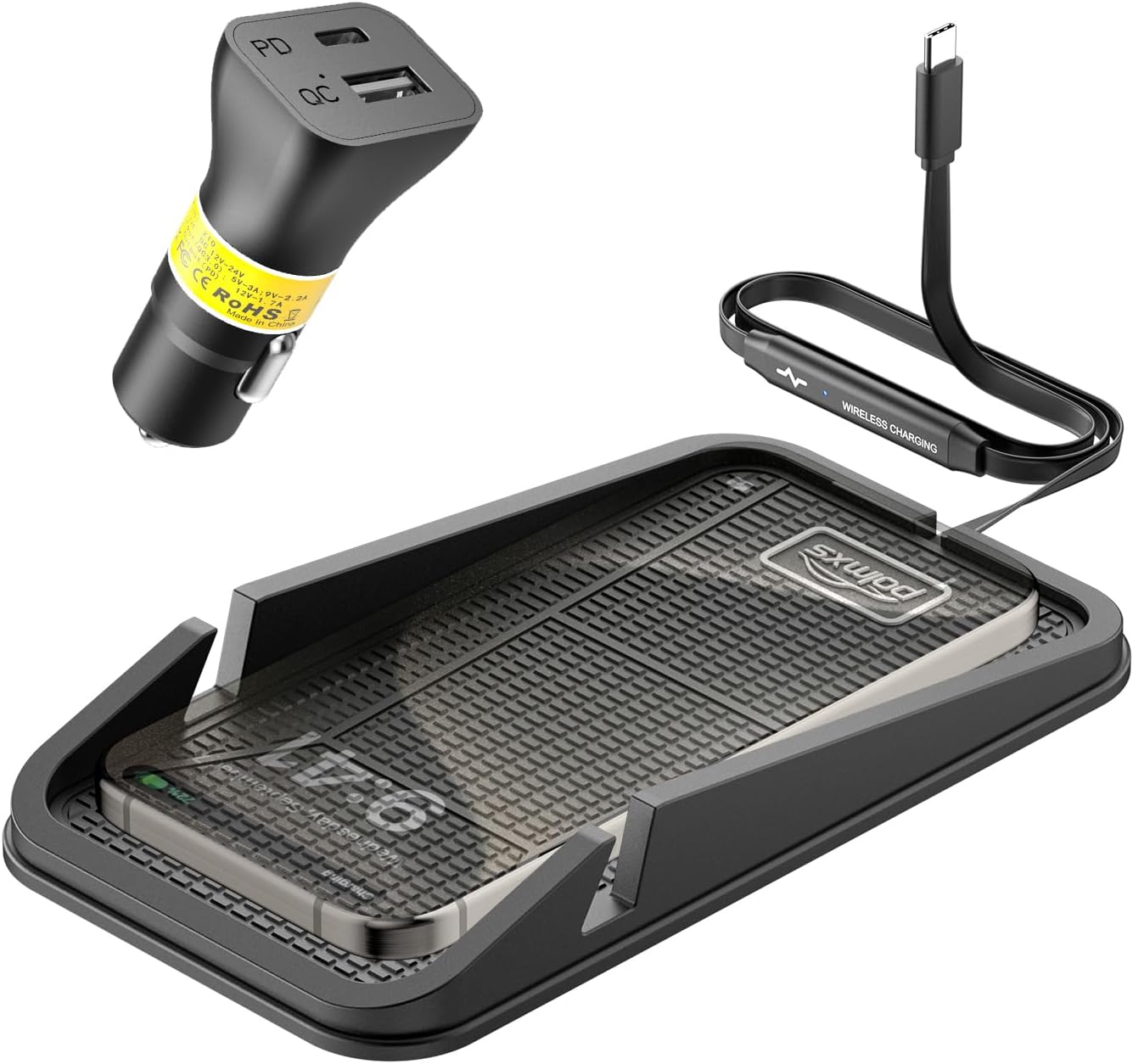 Amazon.com: Wireless car Charger Charging pad,POLMXS No-Slip Wireless ...