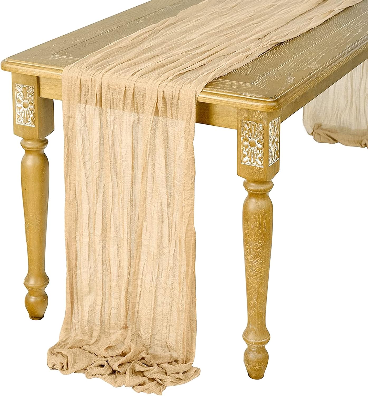 Amazon.com: FQQWEE 35x120 Inch Cheese Cloth Table Runner Gold Gauze ...