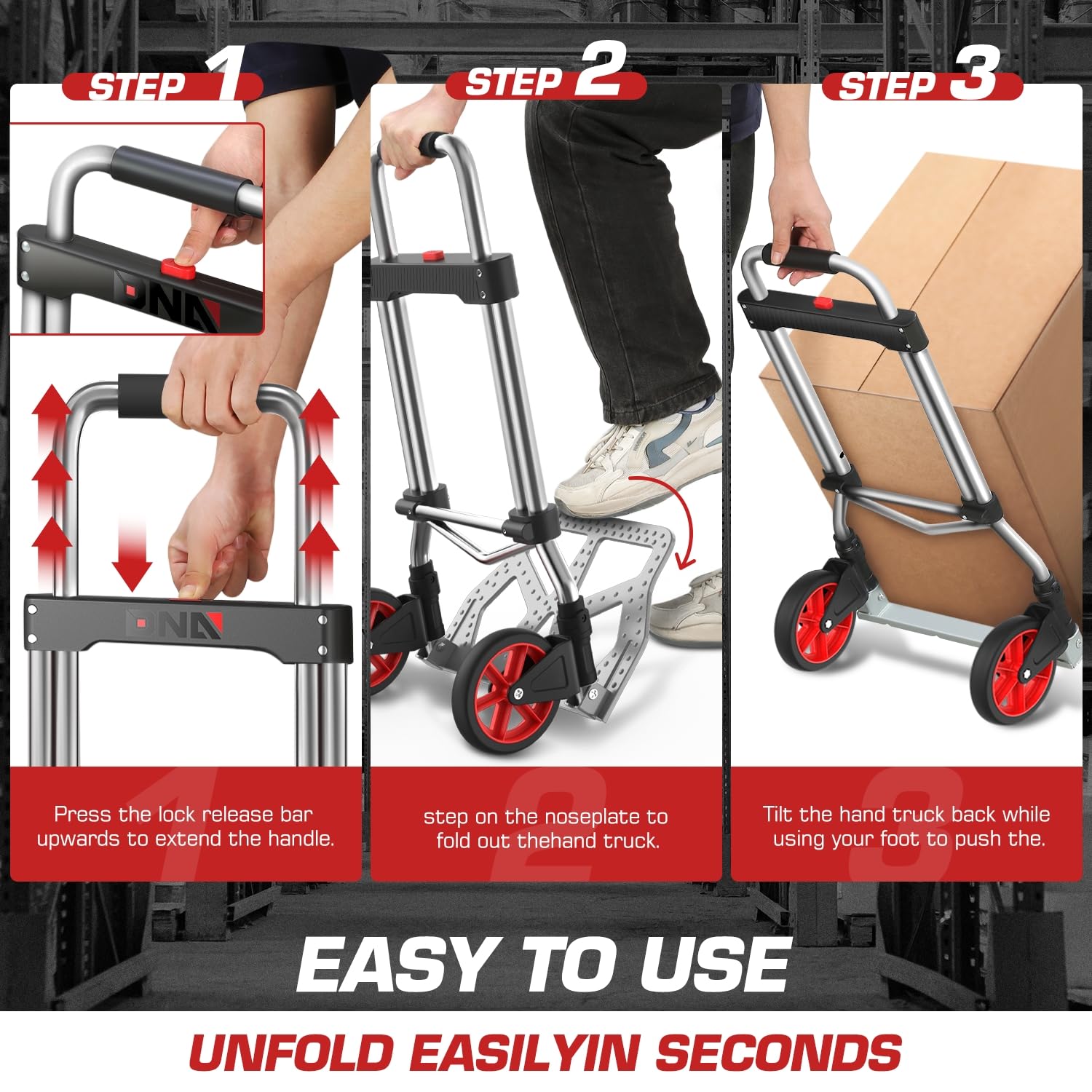 Snapklik.com : DNA Motoring Folding Hand Truck Dolly Cart, 220lbs ...