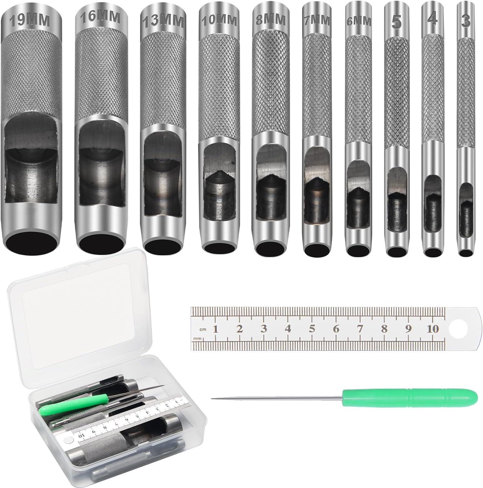 Amazon.com: uxcell 12Pcs Round Steel Hollow Punch Set 3mm to 16mm ...