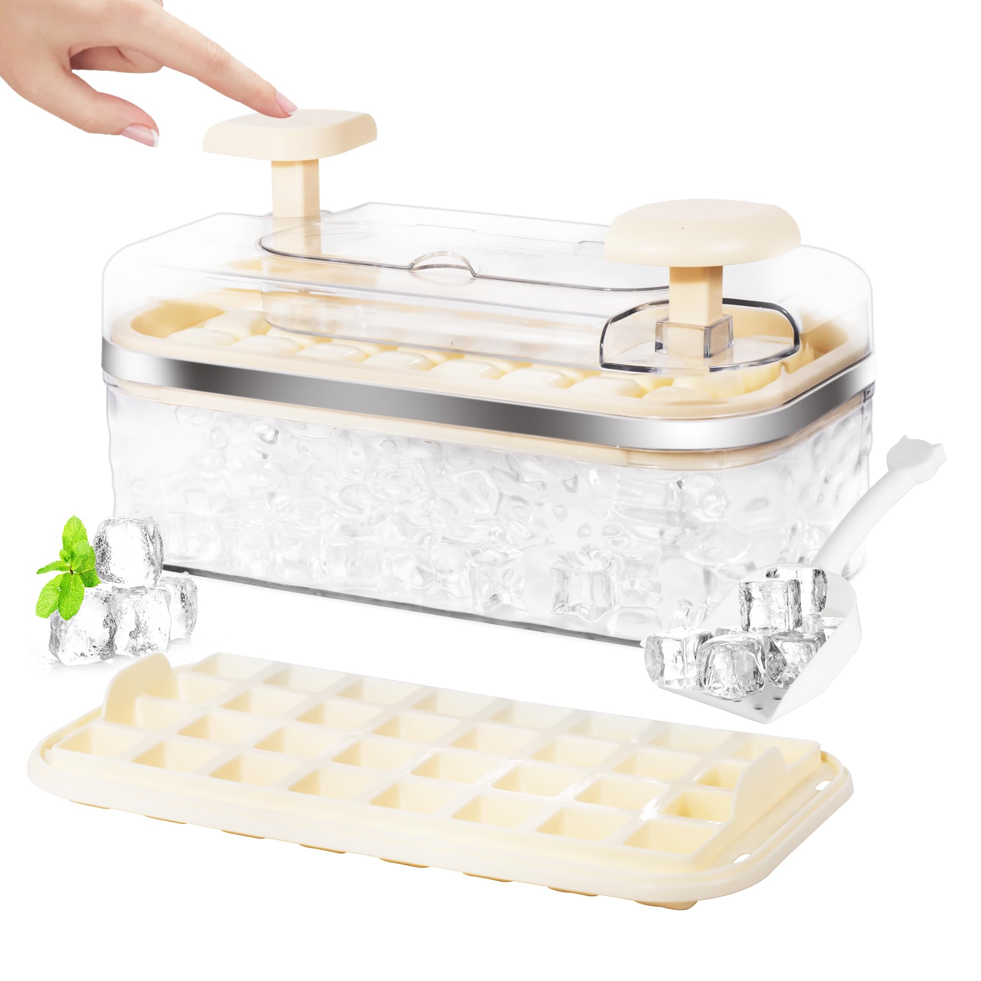 Amazon.com: Ice Cube Tray with Lid and Bin, Mini Ice Cube Trays for ...
