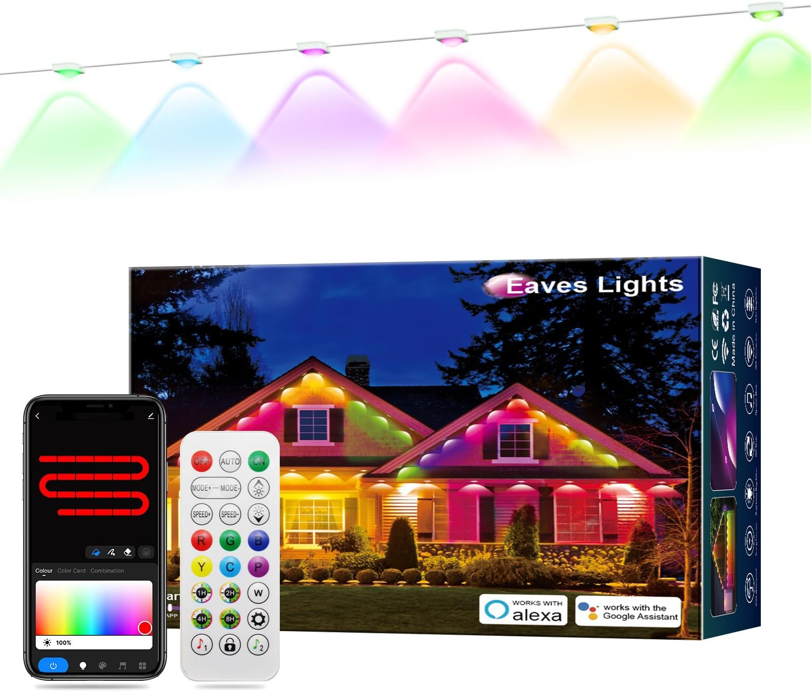 Permanent Outdoor Lights, Smart RGB Outdoor Lights for House, 100ft ...
