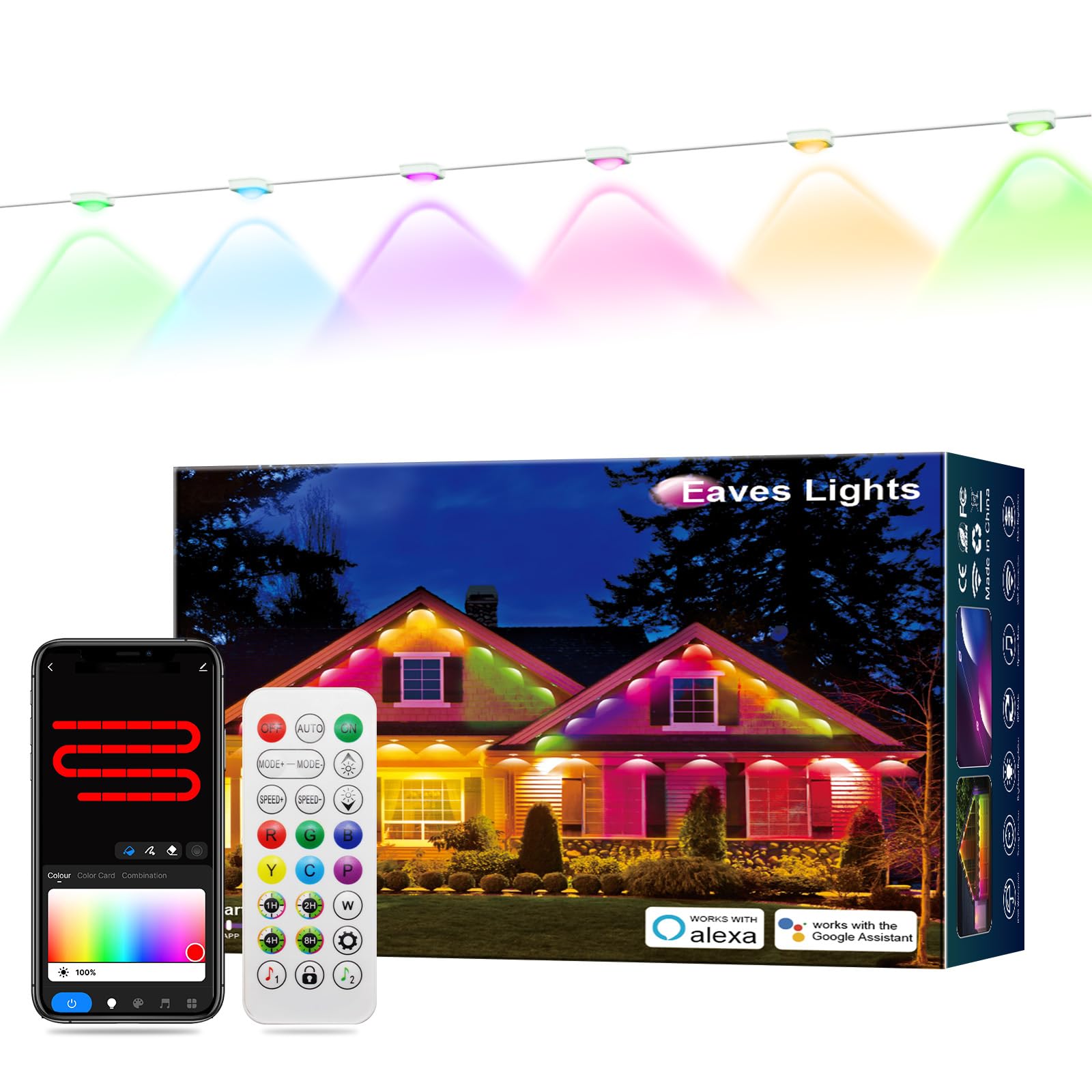 Permanent Outdoor Lights, Smart RGB Outdoor Lights for House, 100ft ...