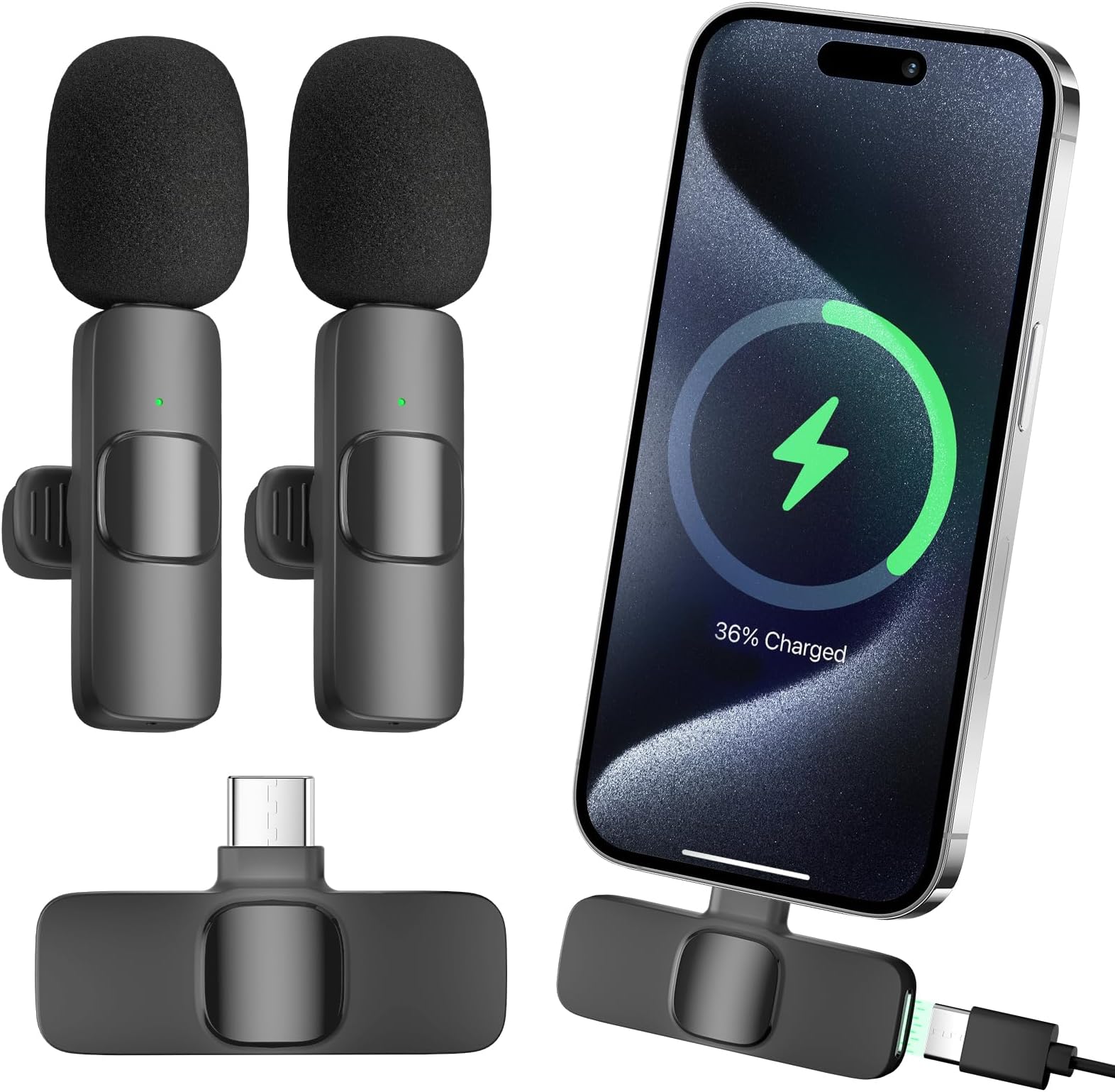 Amazon.com: aLLreLi Micrófonos para iPhone 15, paquete de 2 micrófonos ...