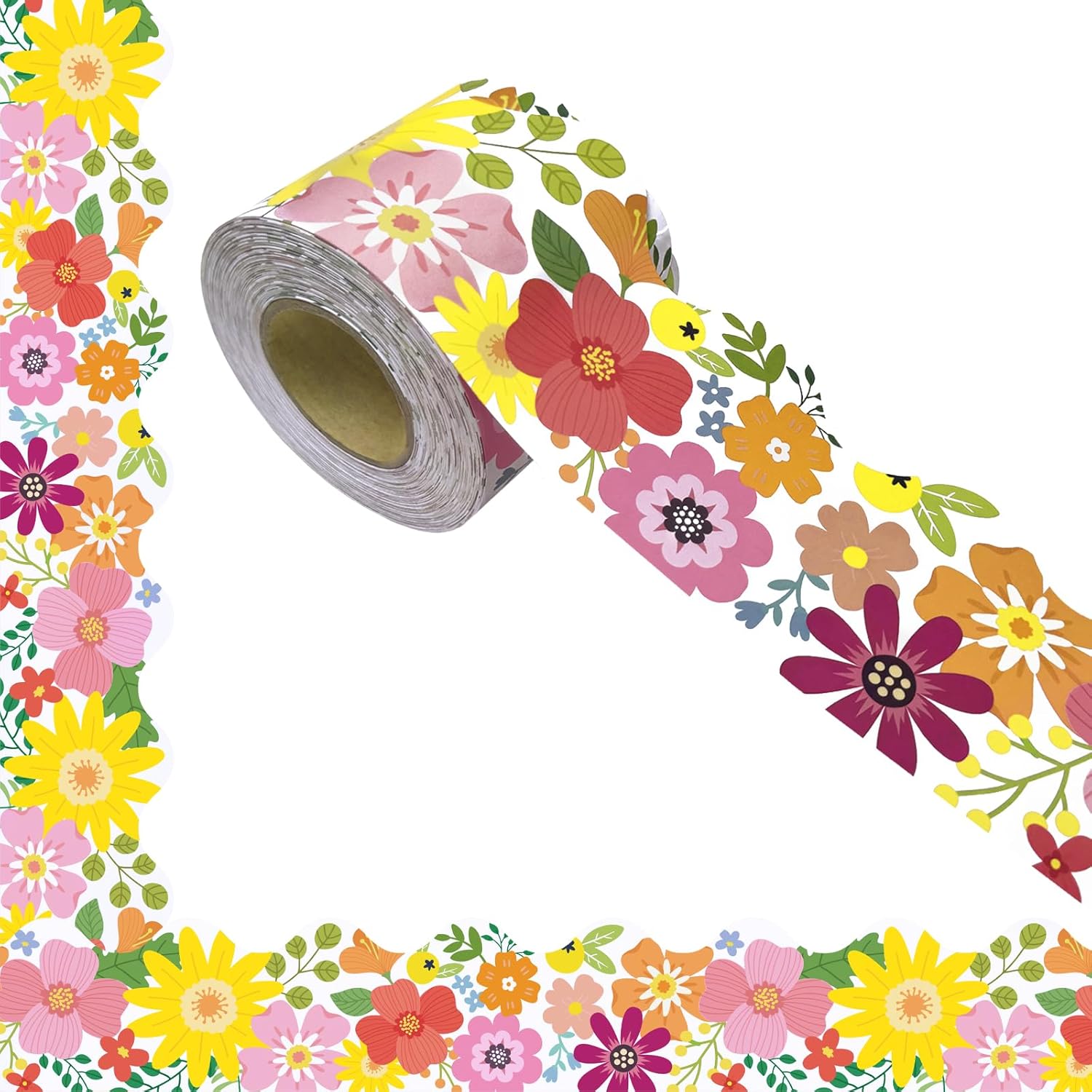 Amazon.com: YCDMLJC 69Feet Bulletin Board Borders,Spring Flower ...