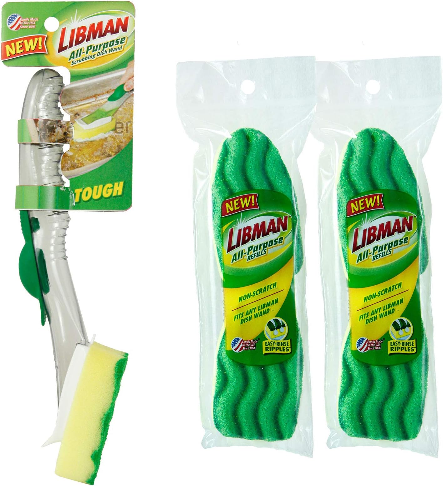 Amazon.com: Libman All-Purpose Scrubbing Dish Wand - Fillable, with 4 ...