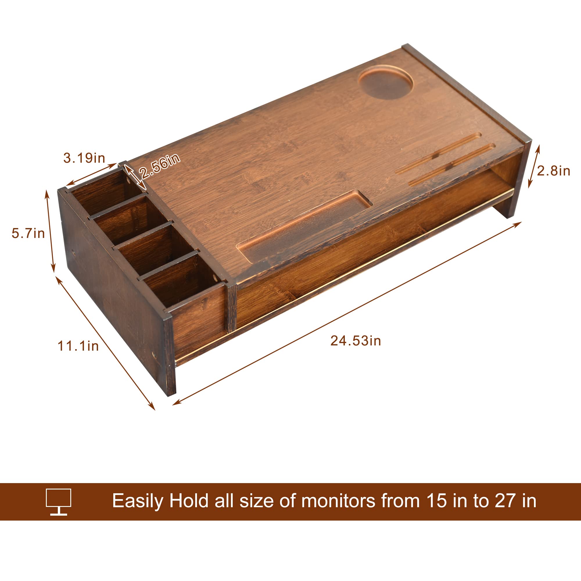 WAYTRIM 2-Tier Bamboo Monitor Stand, Wood Computer Monitor Riser ...