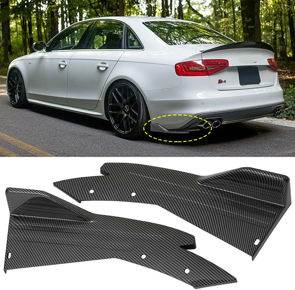 Amazon.com: goodfitment - 2pcs Carbon Fiber Rear Bumper Spoiler Lip ...