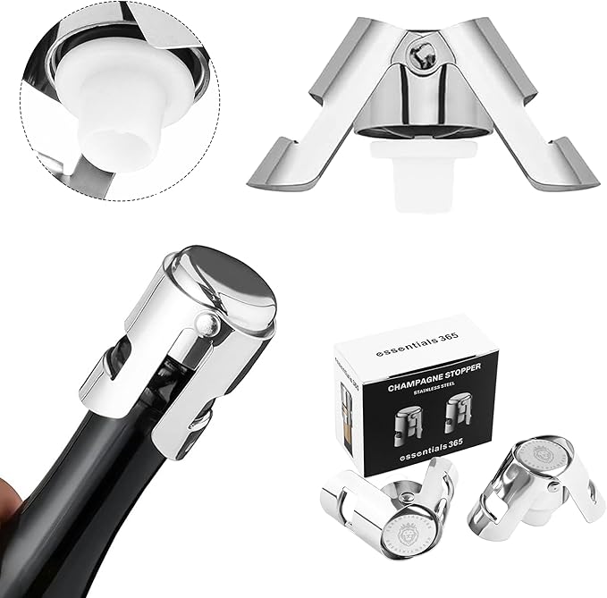Amazon.com: Champagne Stoppers -Stainless steel Wine Bottle stopper ...