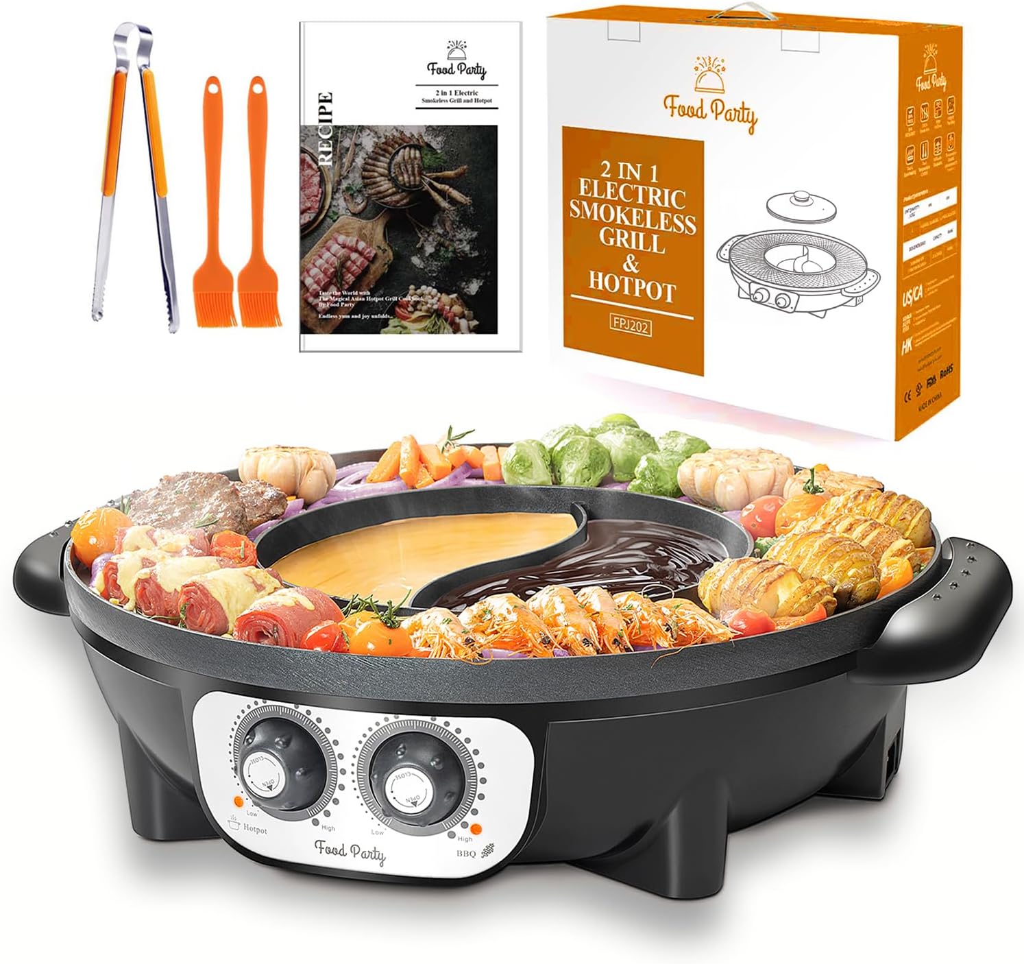 Amazon.com: VEVOR Electric Grill Hot Pot 2 in 1, Multifunctional Grill ...